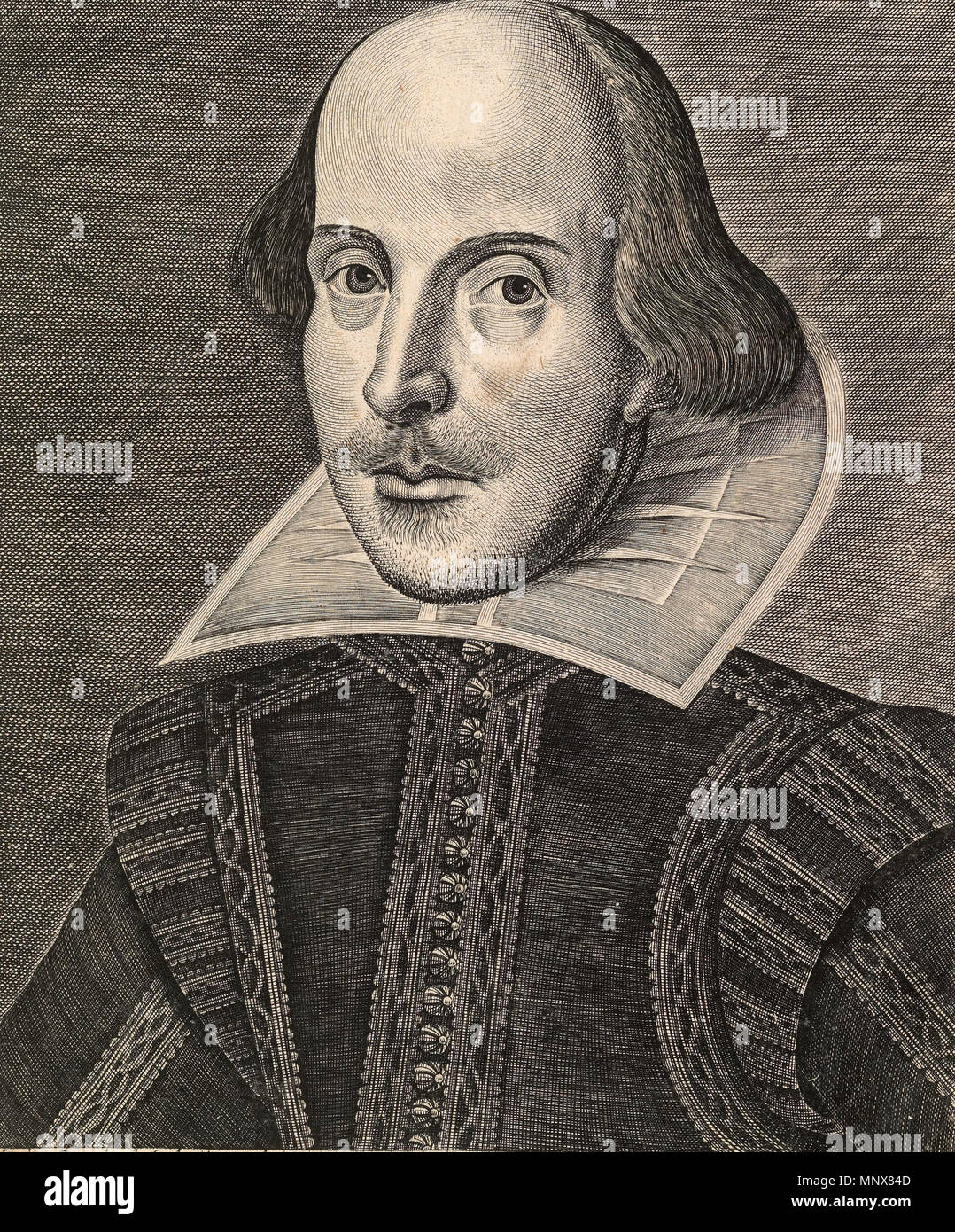 . English: The Droeshout portrait of William Shakespeare . 1623. Martin ...