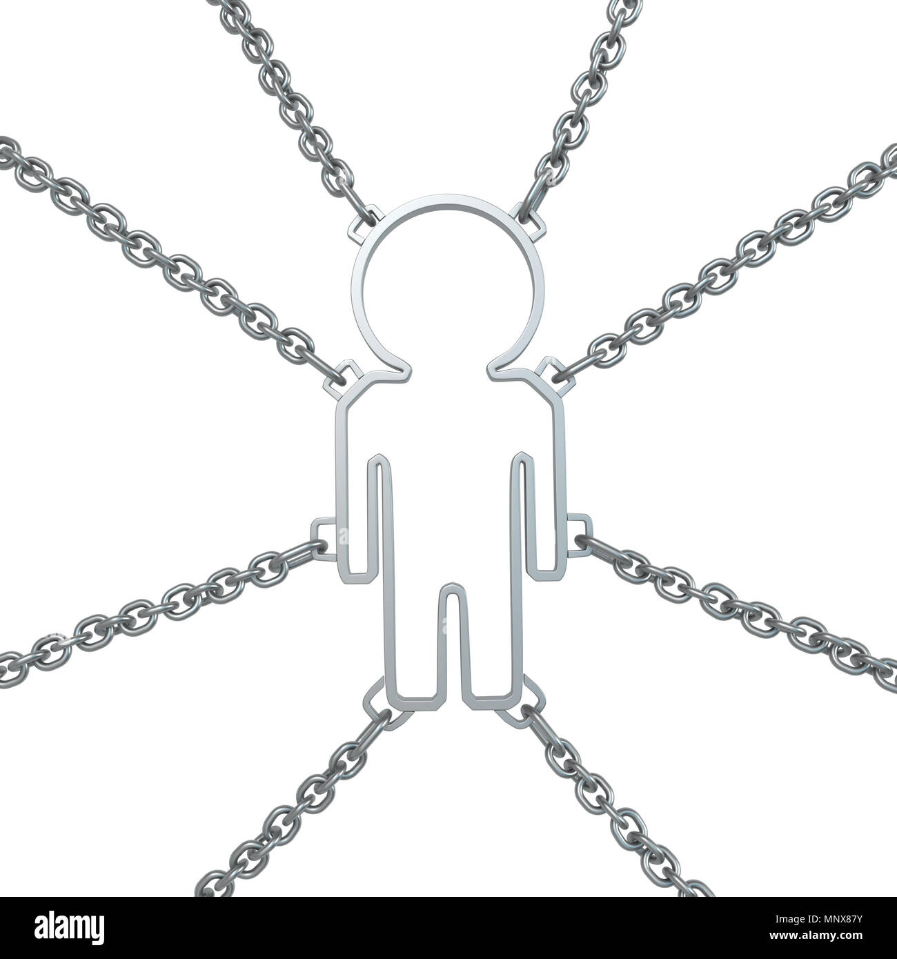 Metal empty figure place contour chains isolated, 3d illustration ...