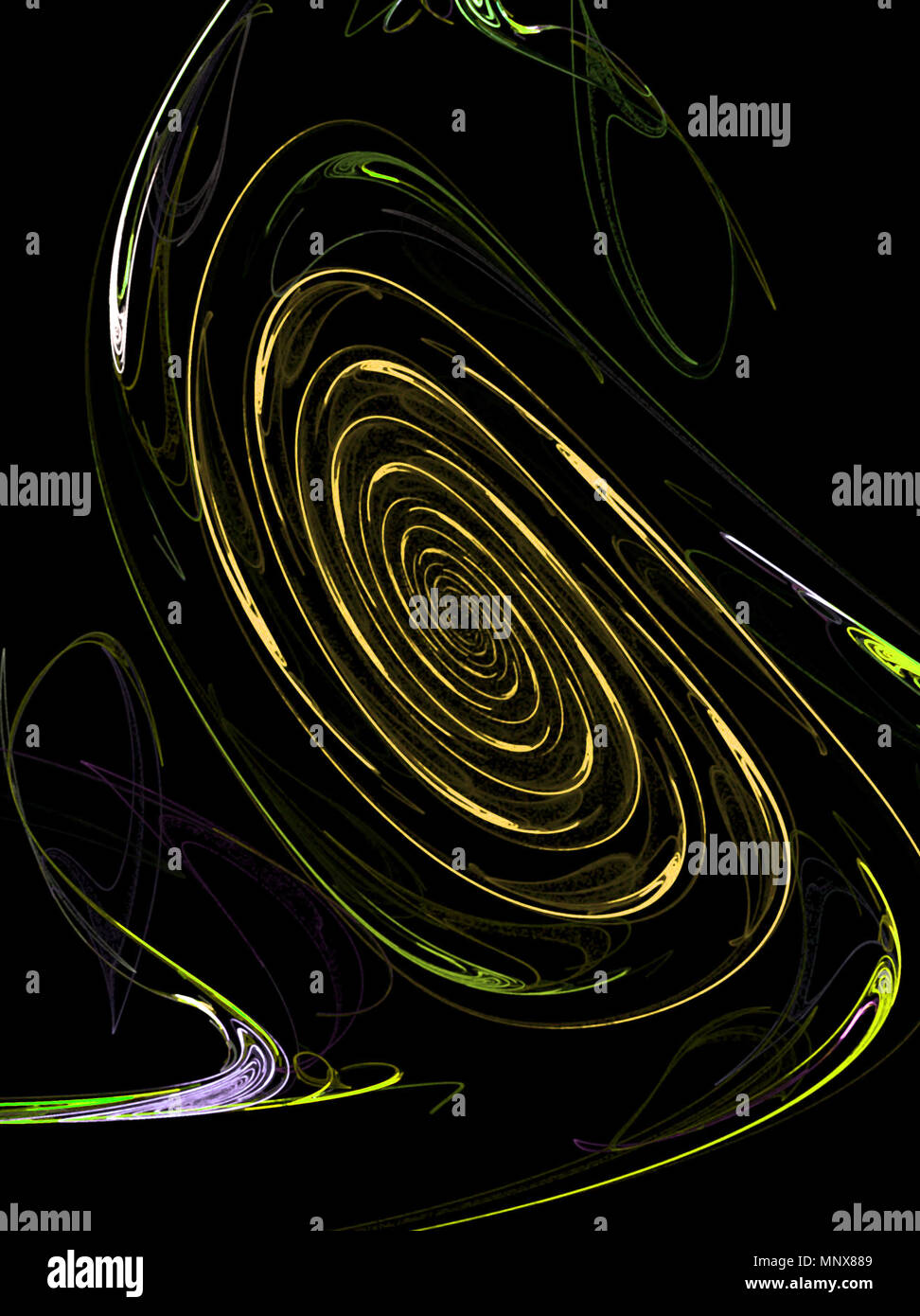 Fingerprint lines colored abstract, vertical, over black background ...