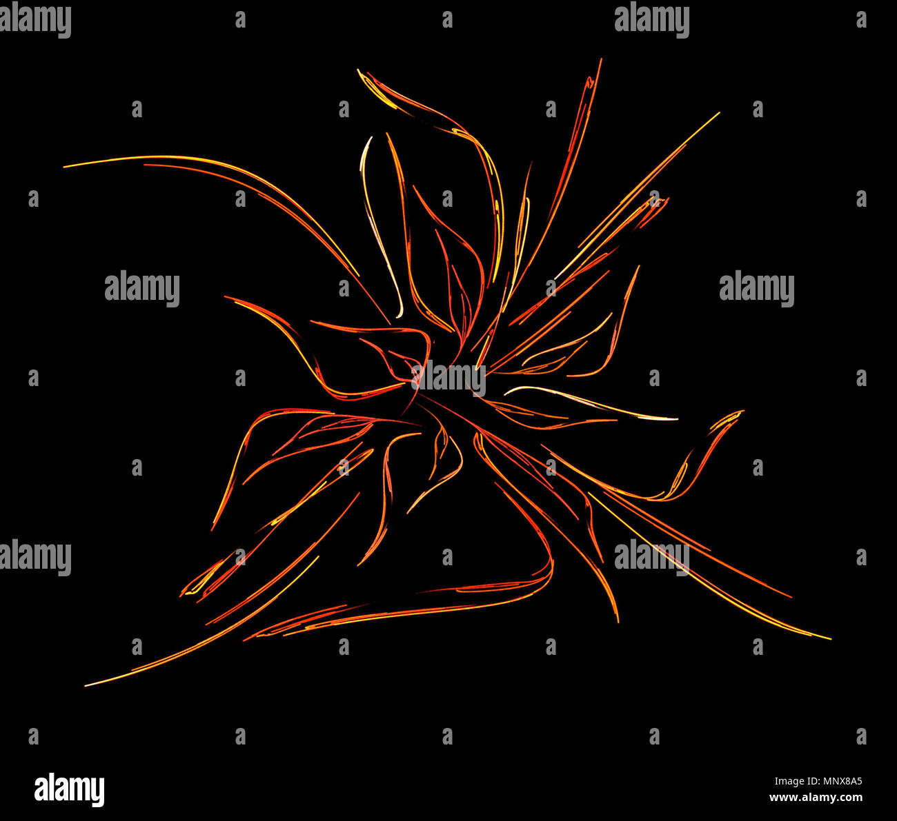 Fire flower spark line traces special effect abstract, dark background ...