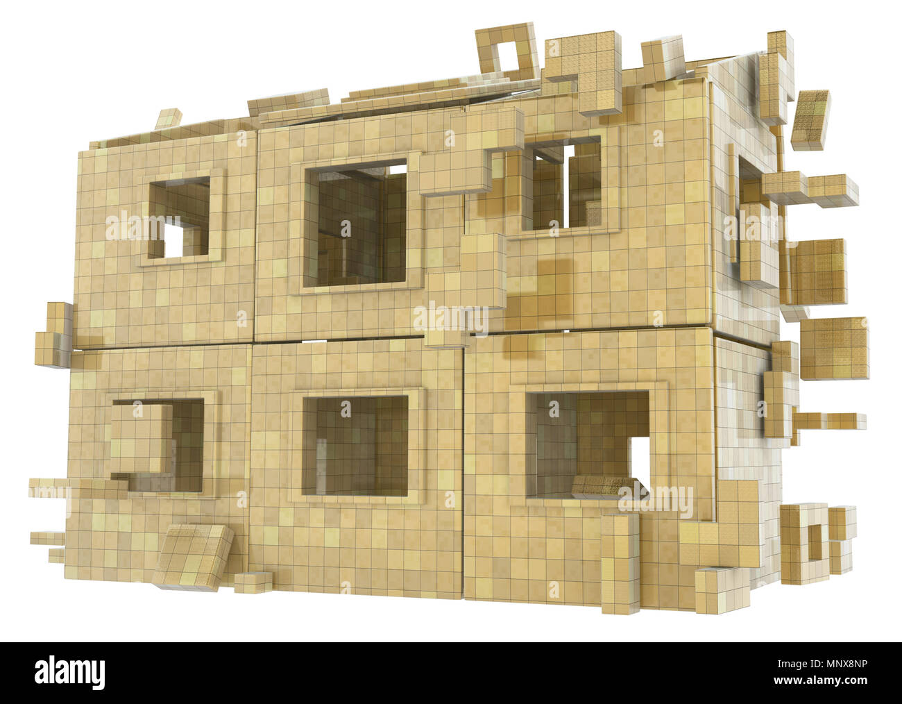 House built out of blocks, 3d abstract, horizontal Stock Photo - Alamy