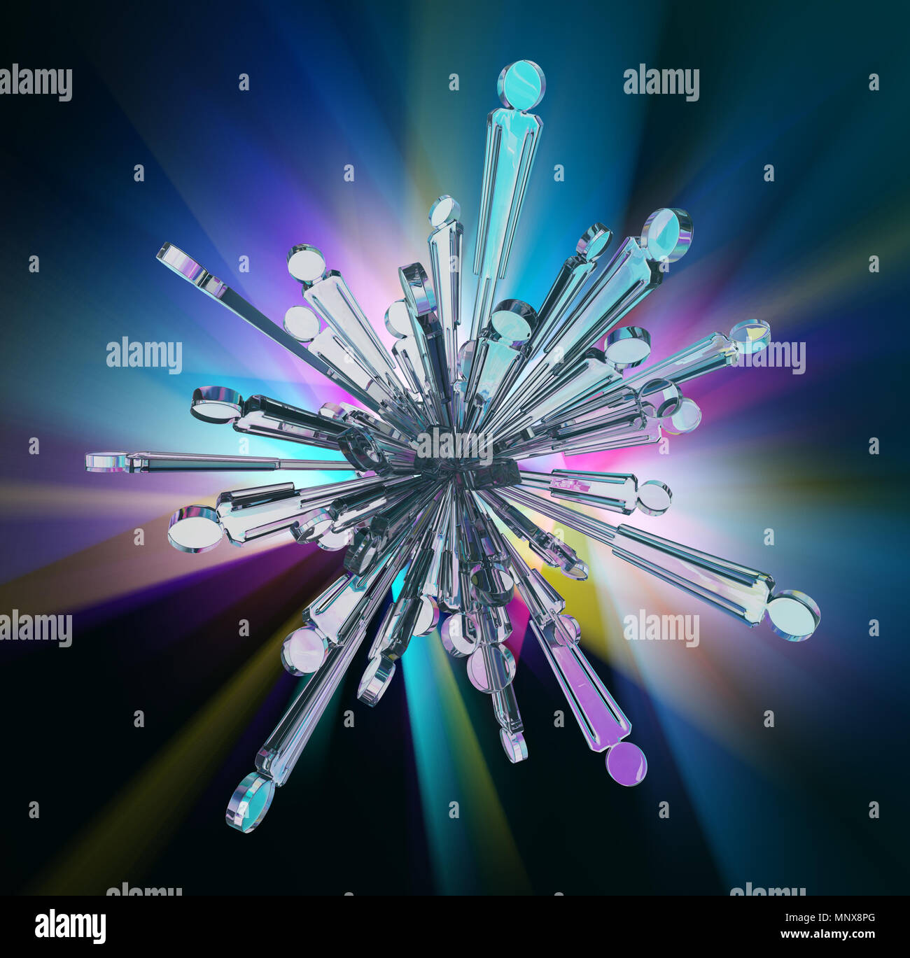 People glass symbols color light illumination abstract 3d illustration ...