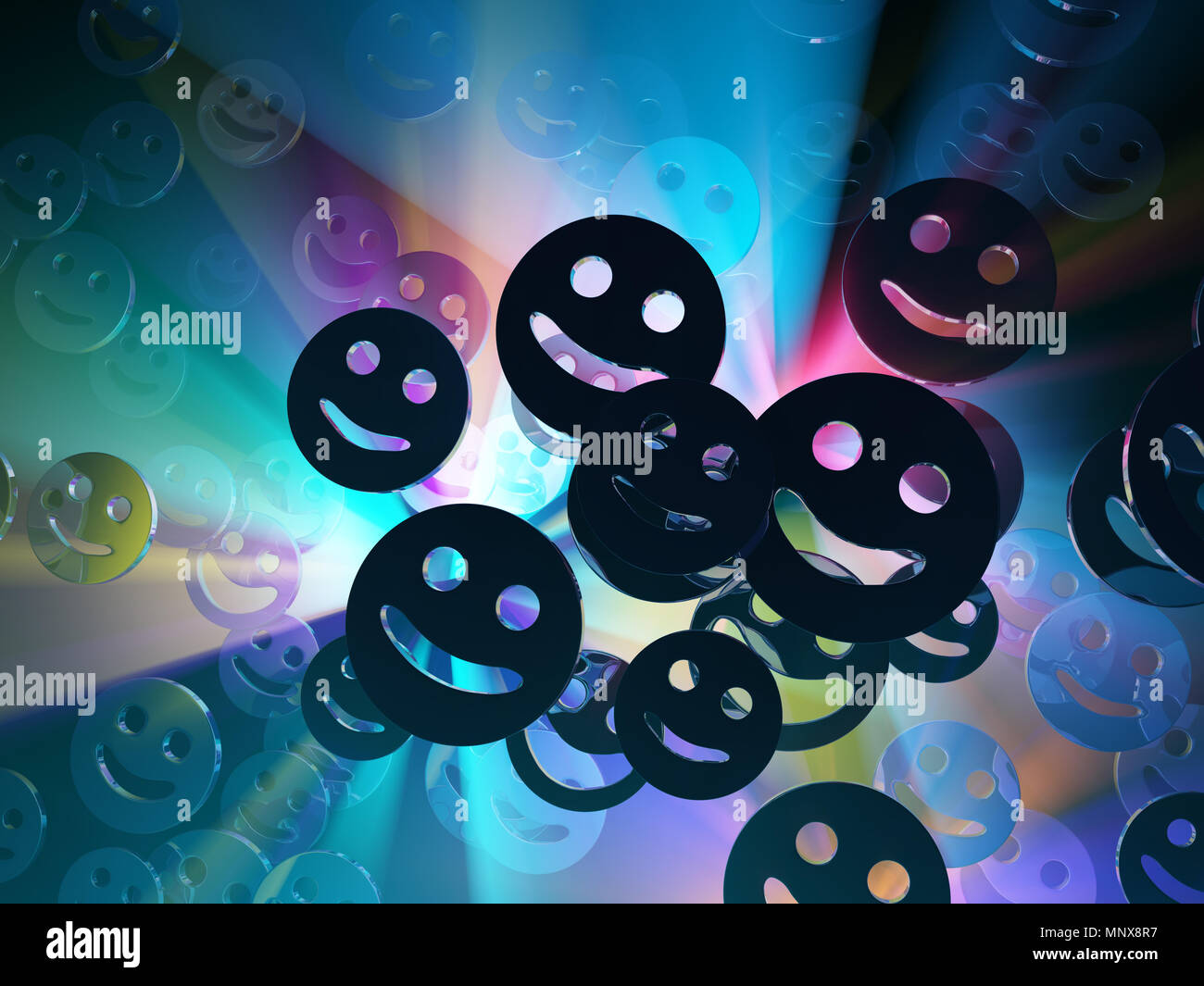 Smile symbols shadows color light illumination abstract 3d illustration ...