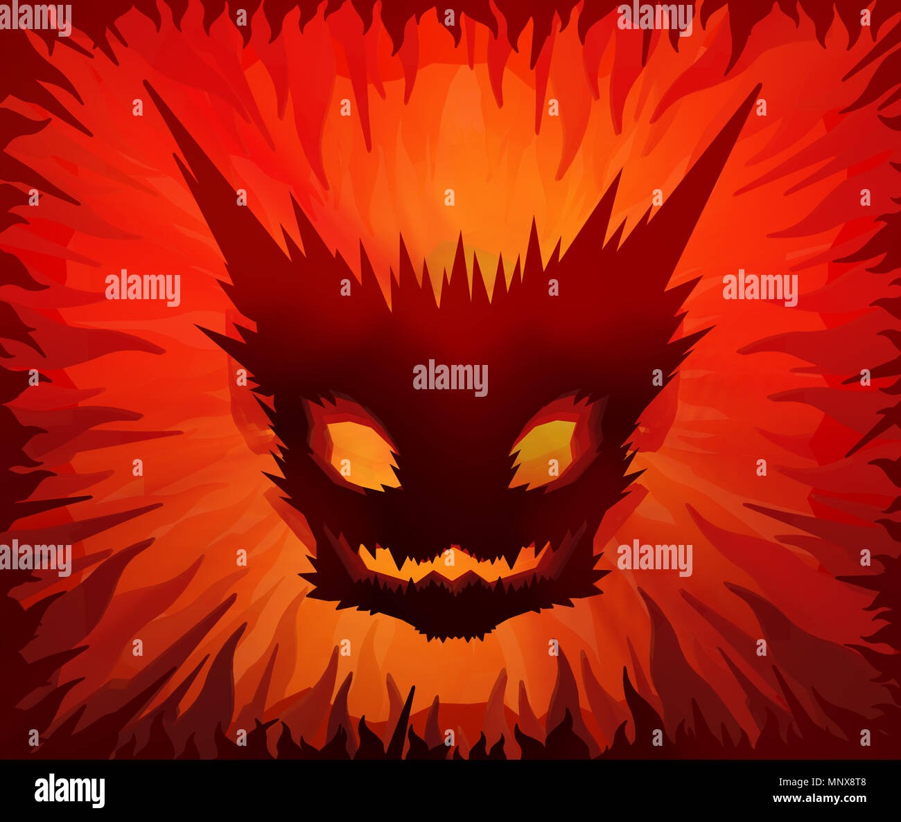 Inferno devil mask monster Halloween cartoon color light 3d ...