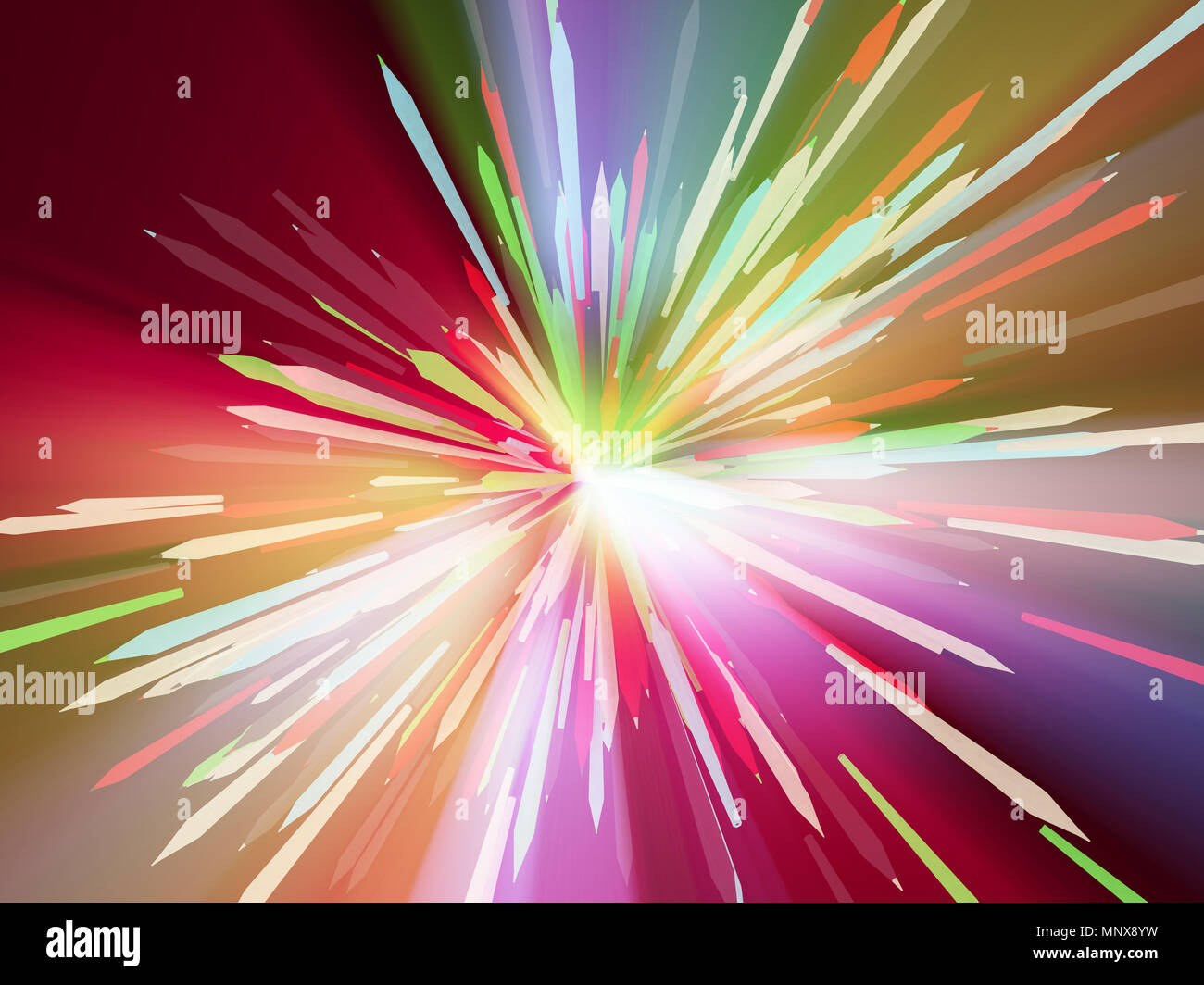 Color spectrum light splash pencils 3d illustration, horizontal ...