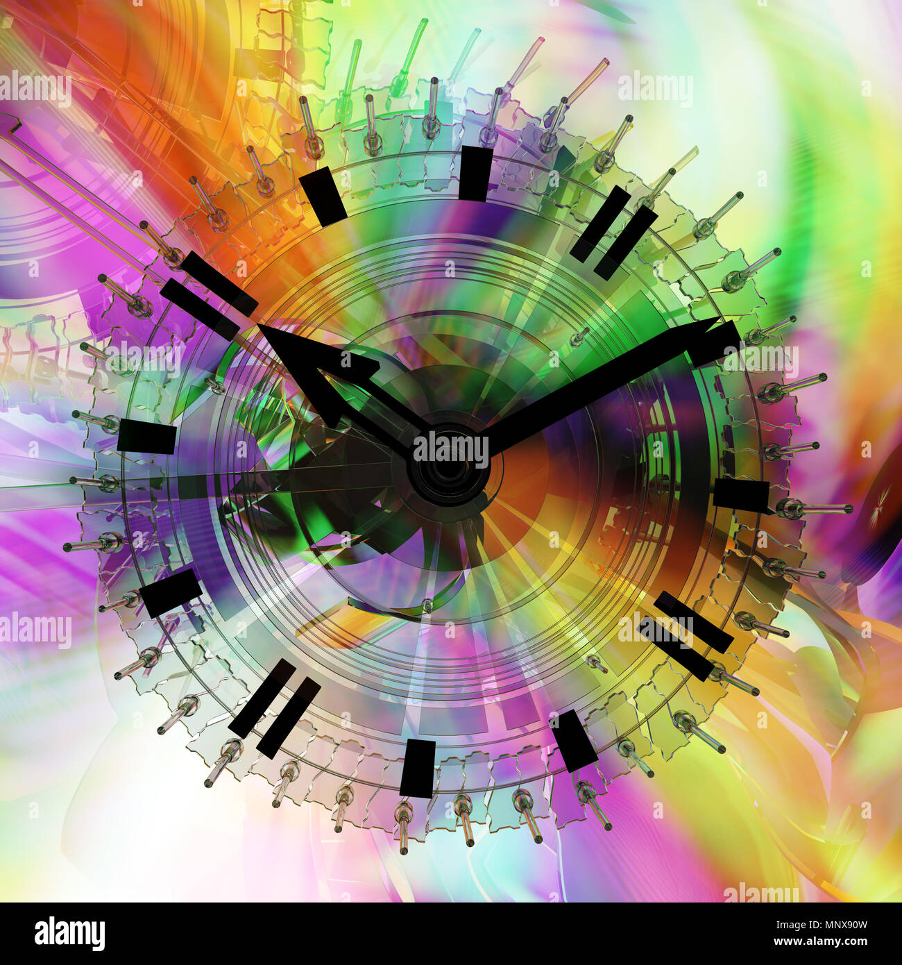 Time flow clock color light spectrum fantasy abstract 3d illustration ...