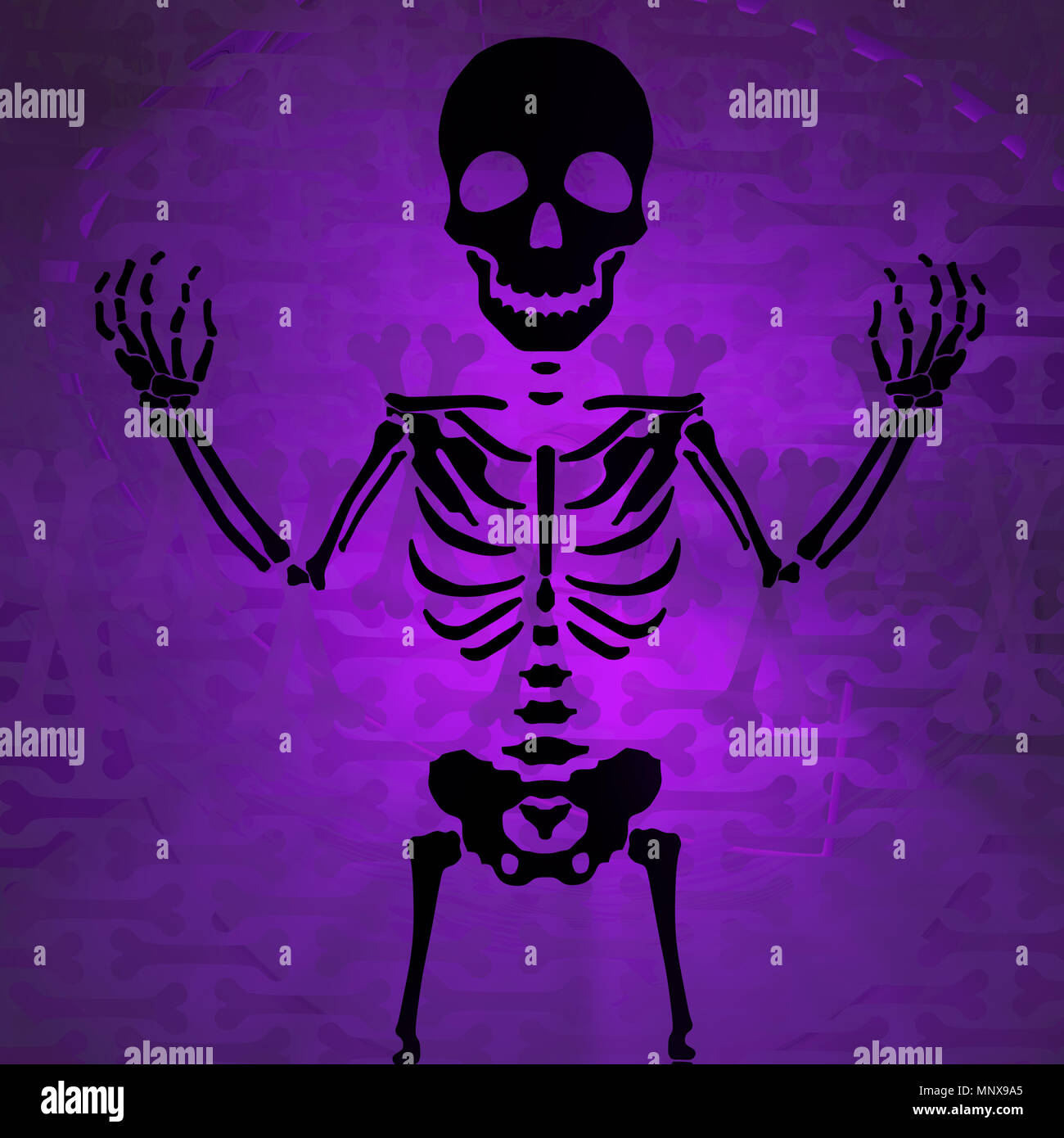 Skeleton shadow, dim color light purple abstract 3d illustration ...