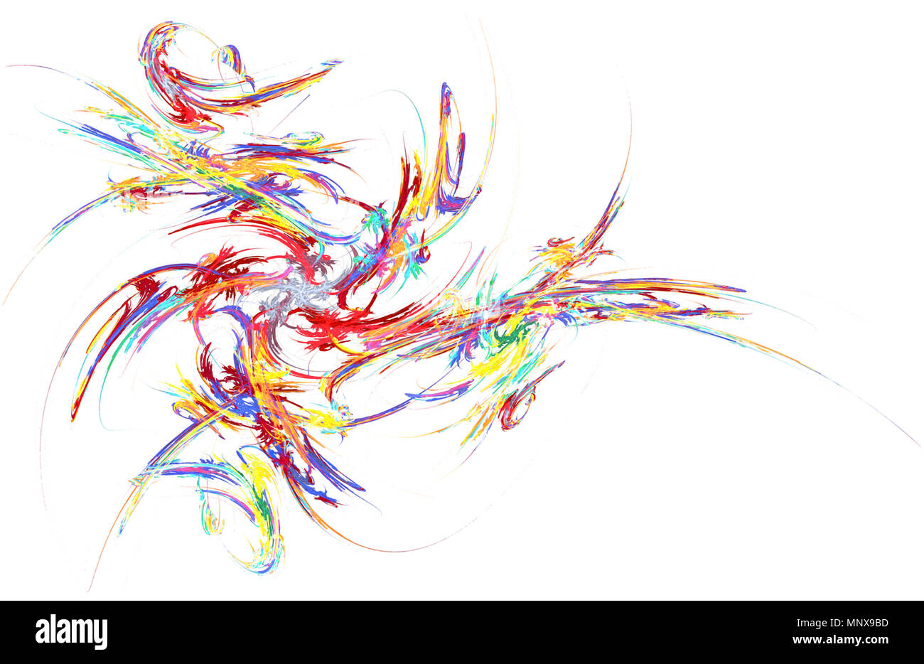 Paint splash flame abstract star, many color horizontal, over white ...