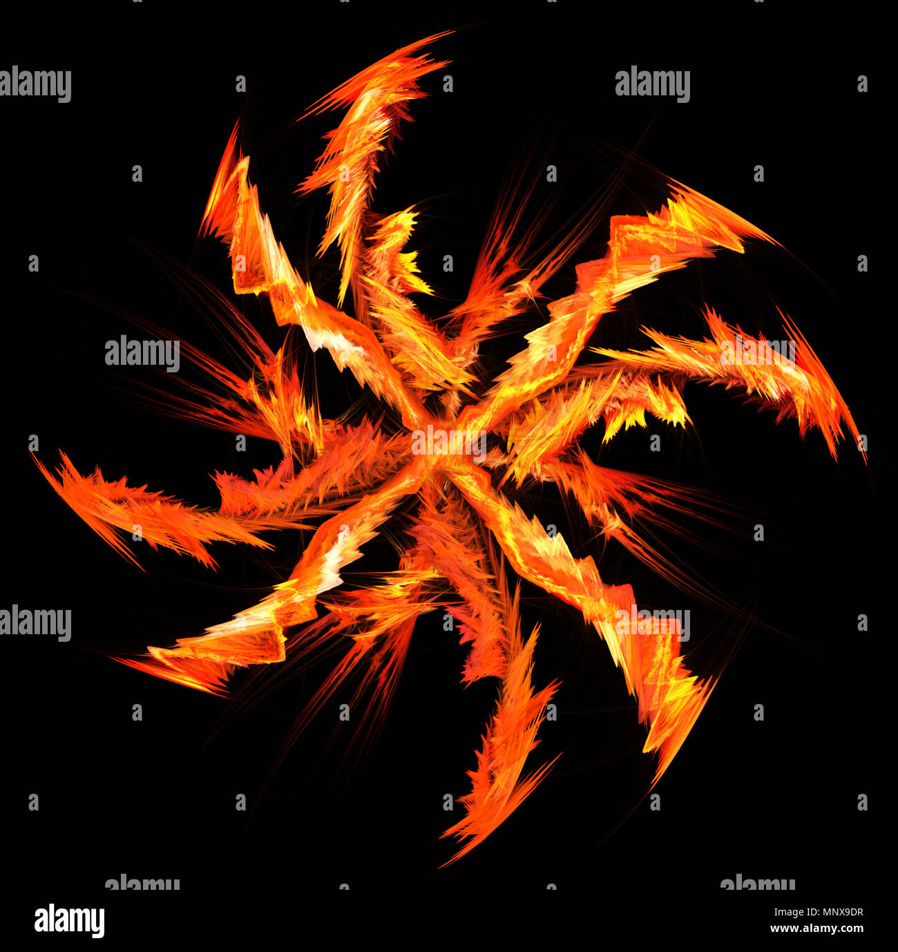 Flame pinwheel spin special effect abstract, dark background ...