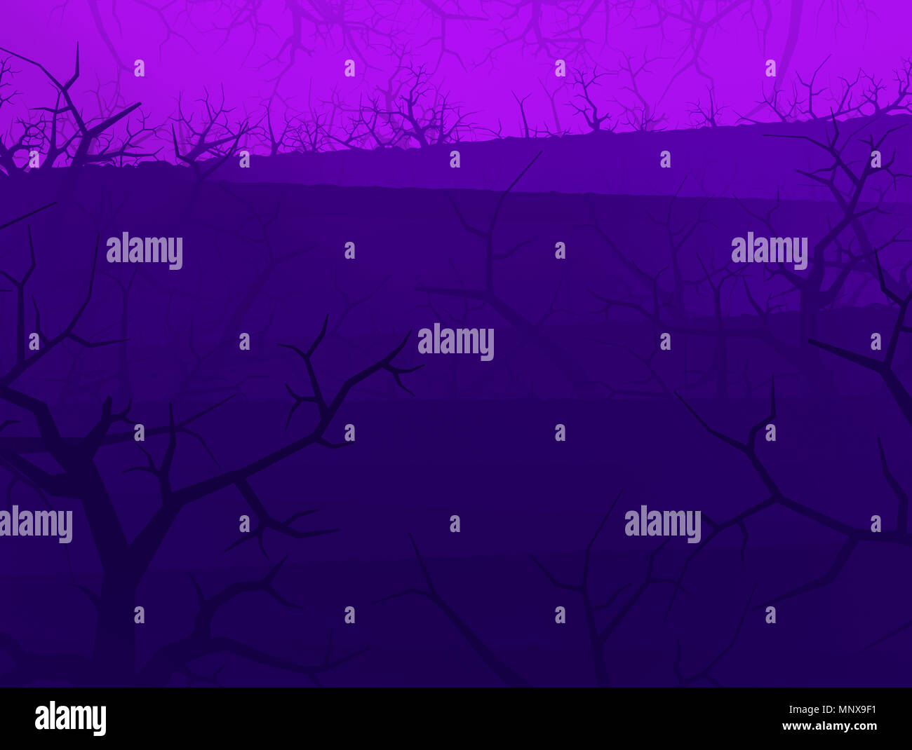 Purple light dark shadow forest stylized Halloween background, 3d ...