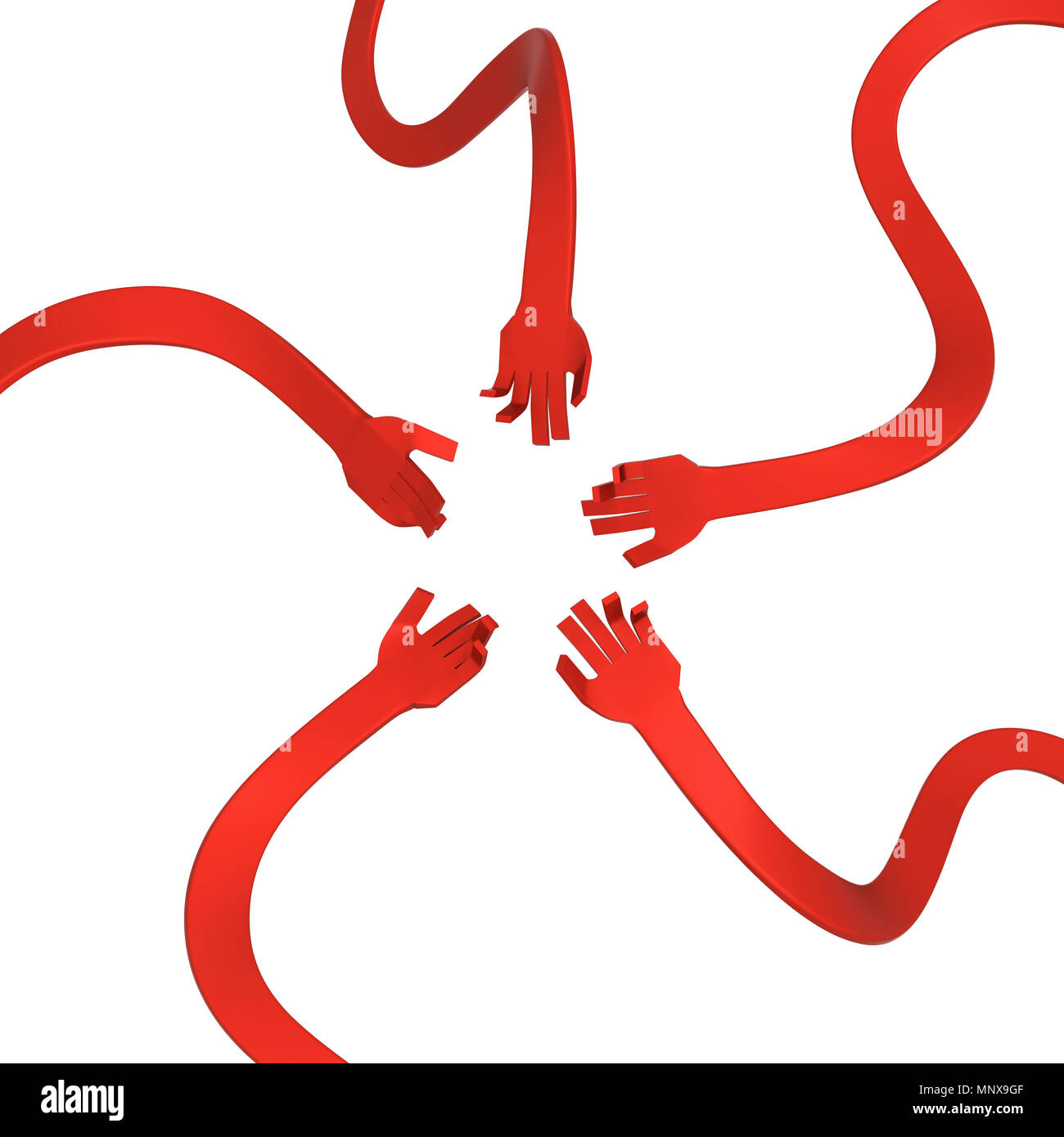 Red tape long arm symbol, 3d illustration, horizontal, isolated, over ...