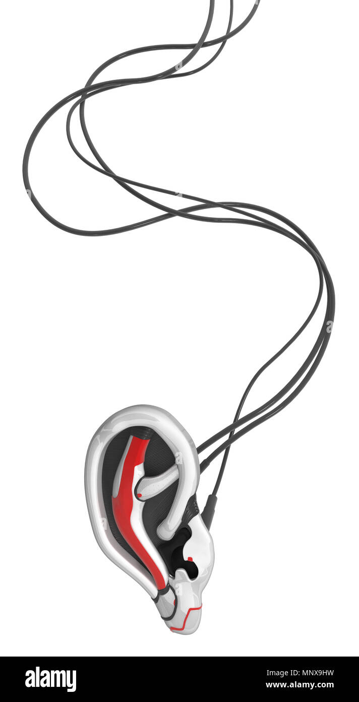 Robotic ear 3d model, connected with wires, isolated Stock Photo - Alamy