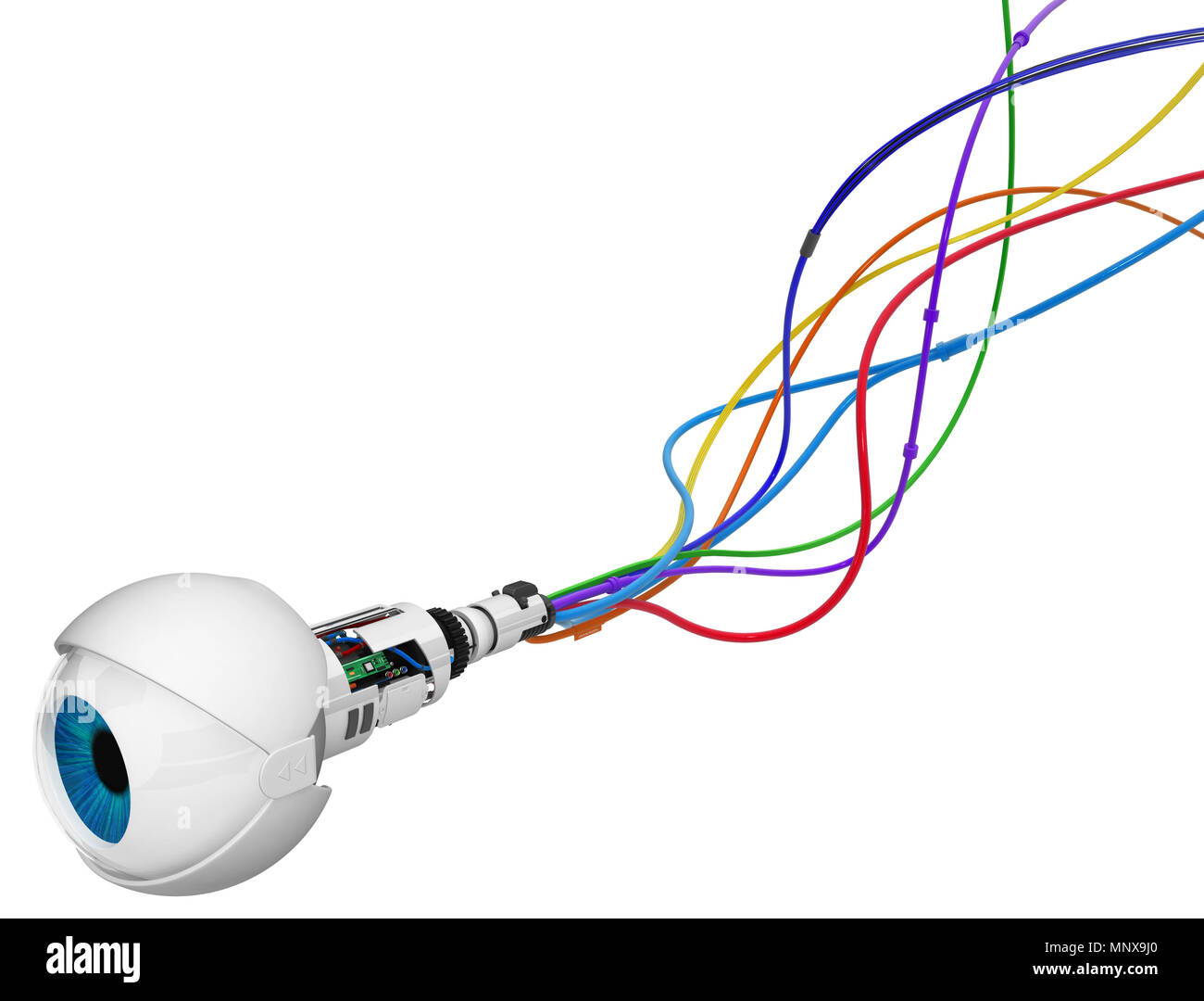 Robotic eyeball 3d model, with colored wires, isolated Stock Photo - Alamy
