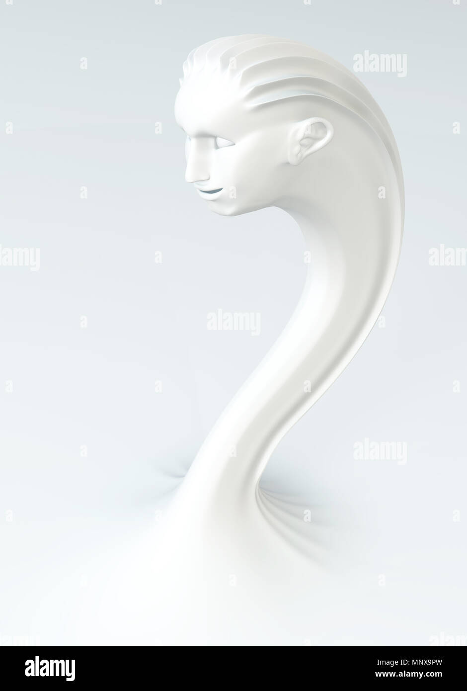 Sculpture head white long neck growing, 3d illustration, vertical Stock ...