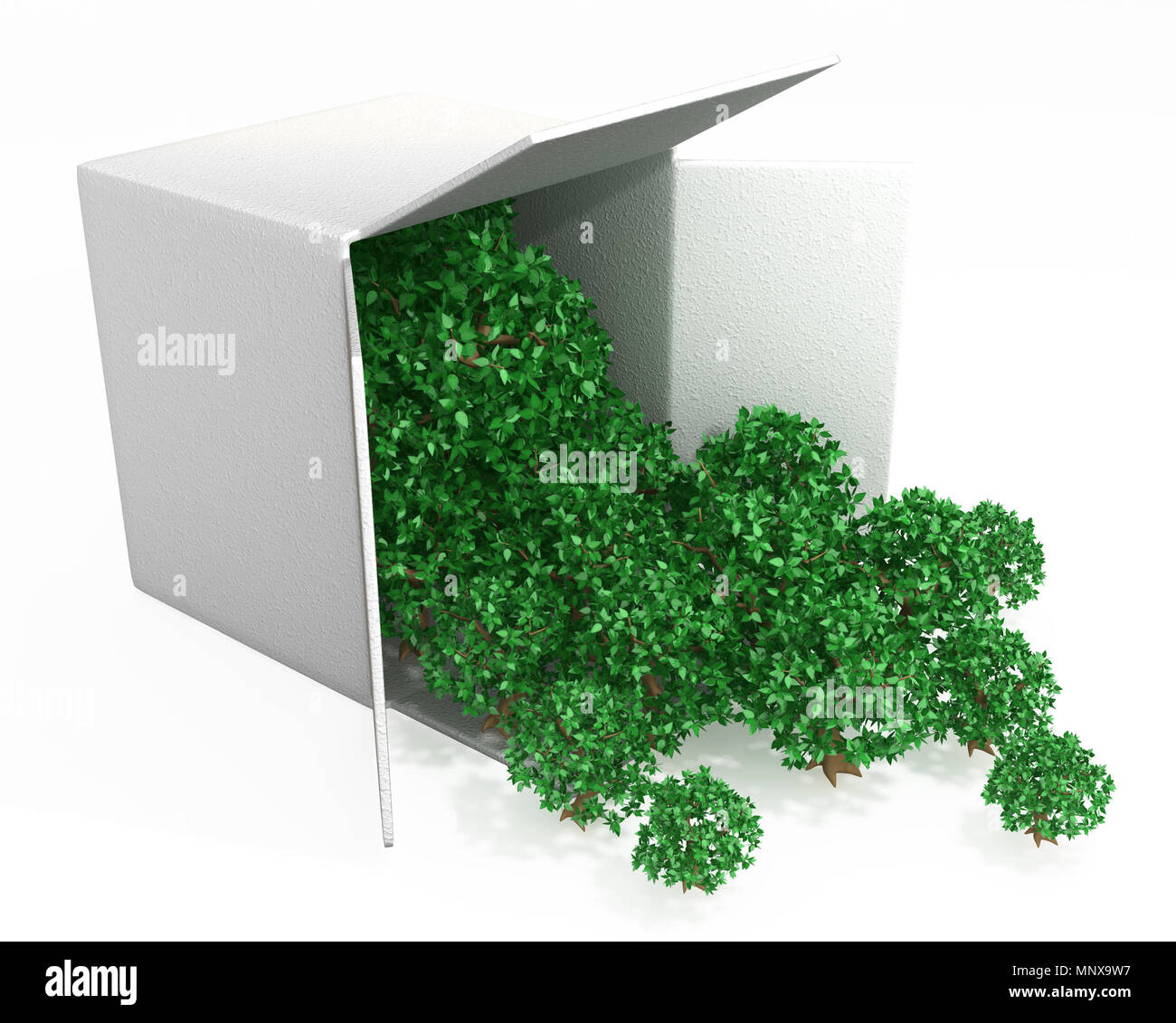 Small tree box 3d, over white, isolated Stock Photo - Alamy