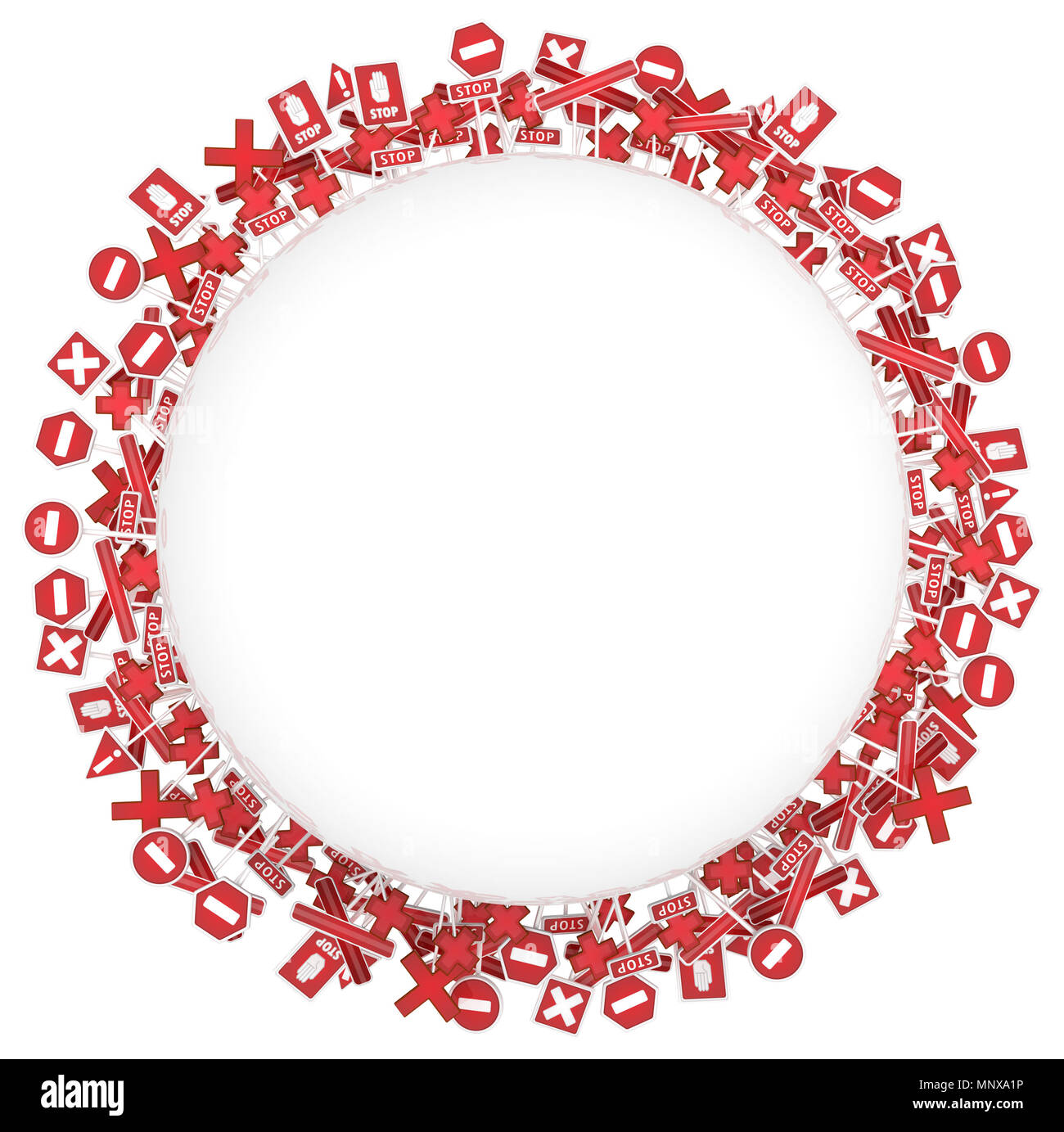 Abstract stop signs edge sphere, 3d illustration, over white, isolated ...