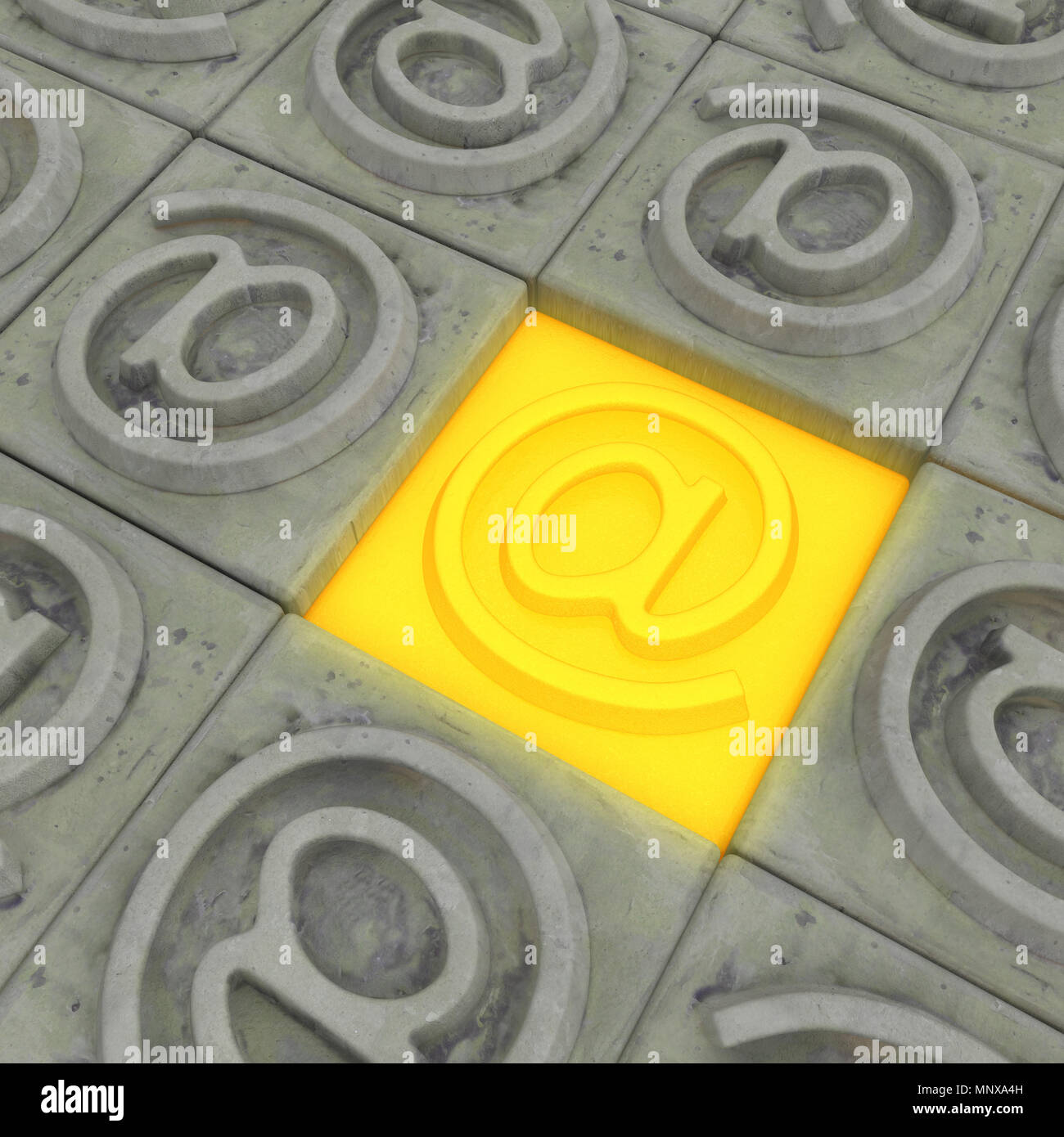 Internet address symbol square button stones, 3d illustration ...