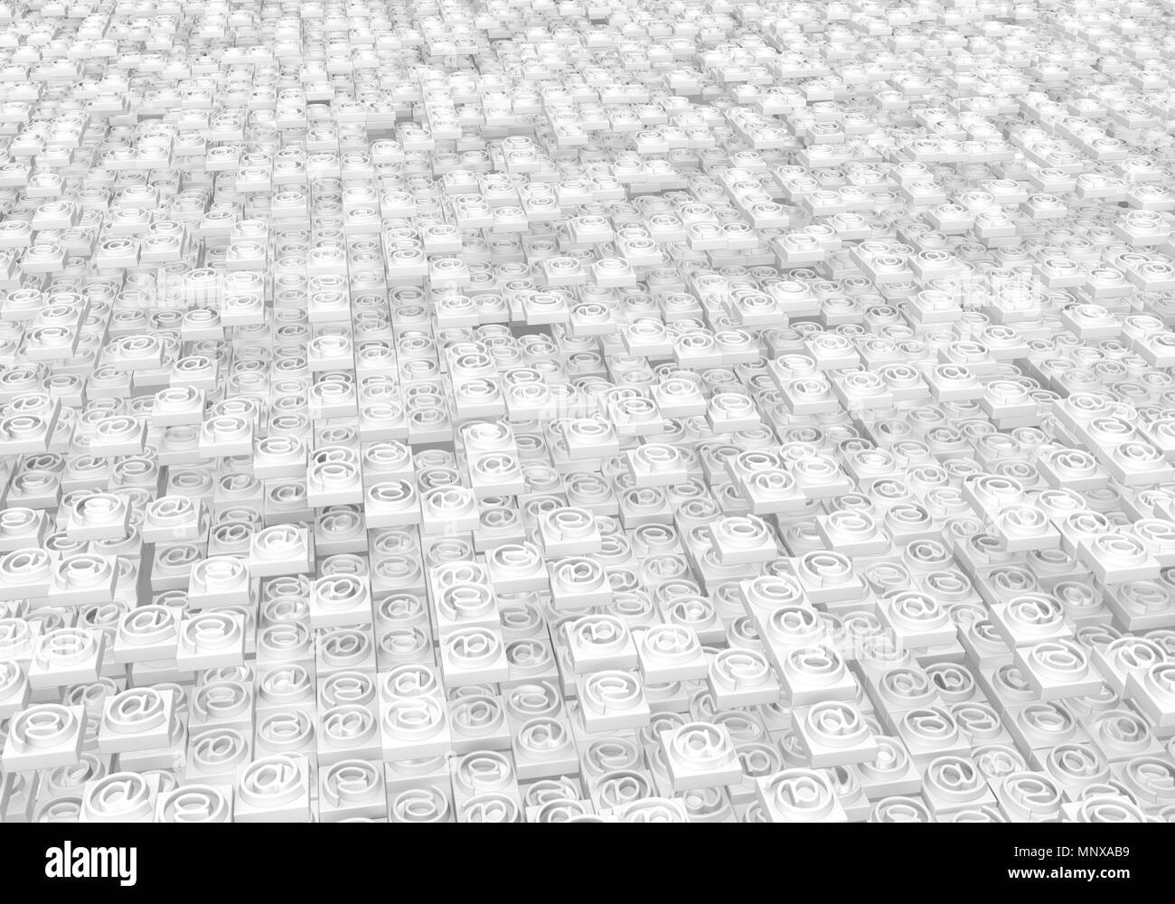 Email address symbol square tiles white, 3d illustration, horizontal ...