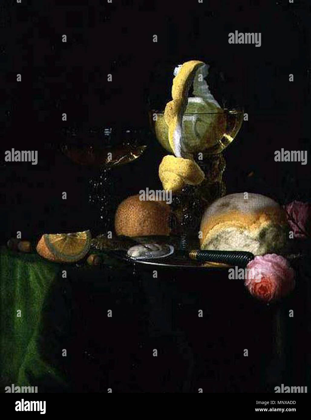 English: Still-Life with a Peeled Lemon in a Roemer first half of 17th ...