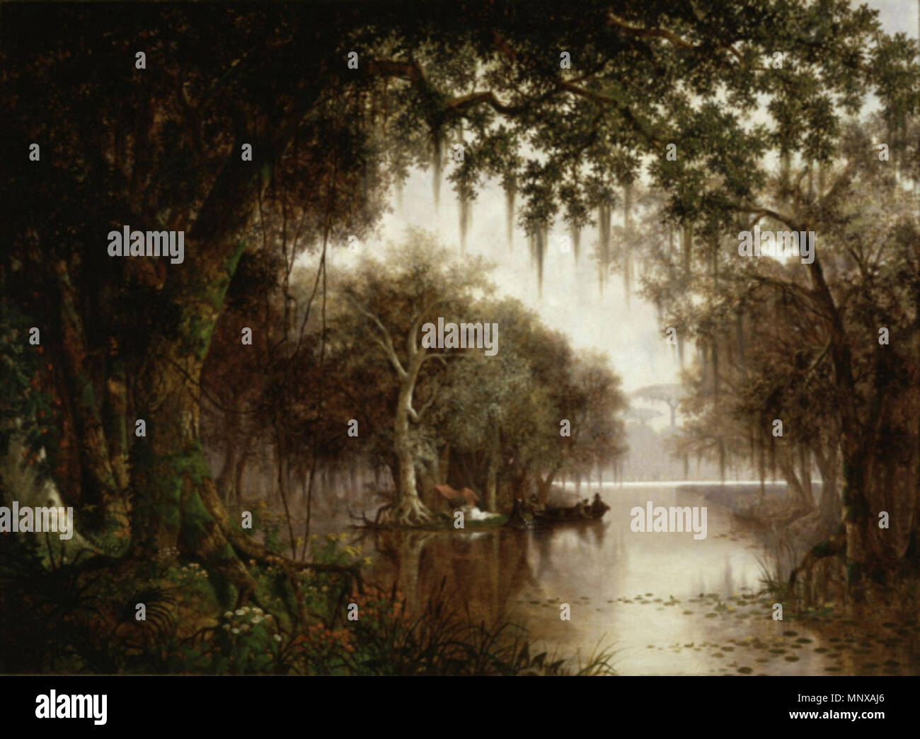 The Land of Evangeline. This painting depicts a scene from Henry ...
