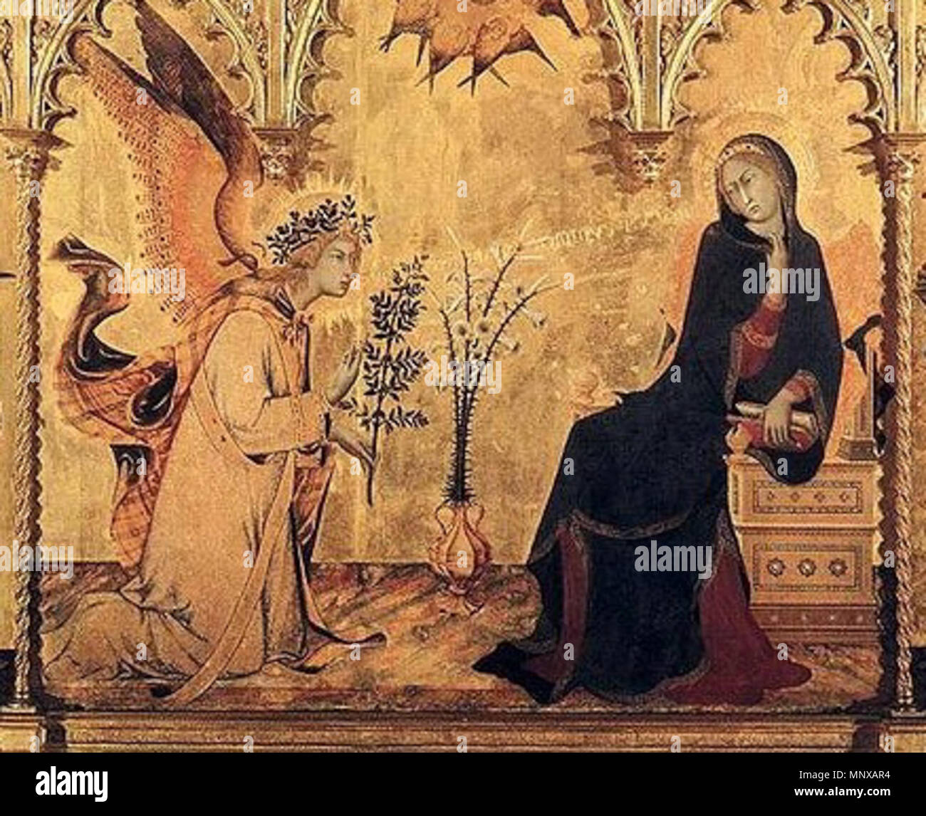 The Annunciation and Two Saints excerpt . Simone Martini - The ...