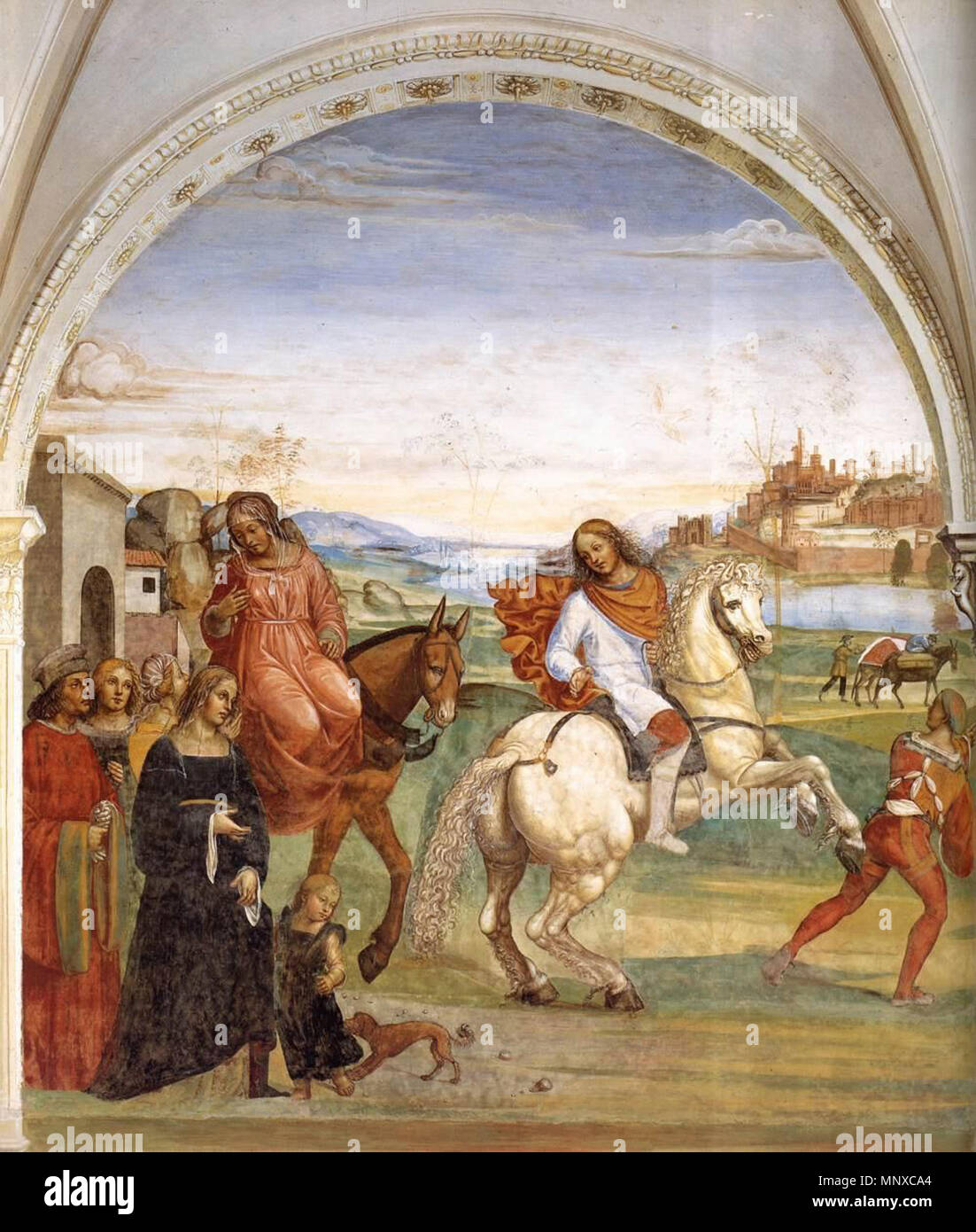 English: Life of St Benedict, Scene 1: Benedict Leaves His Parent's ...