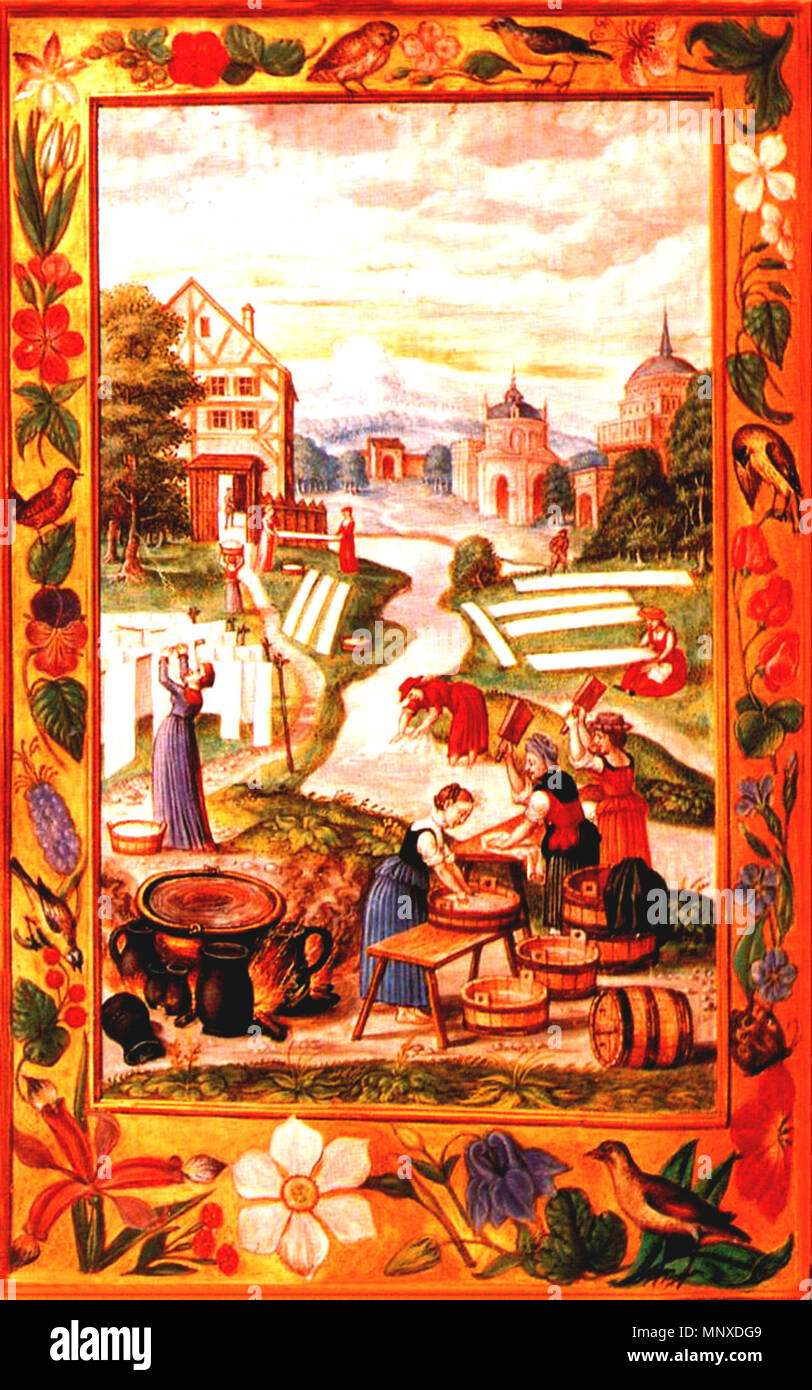 . Splendor Solis 21 women washing clothes . between 1532 and 1535 ...