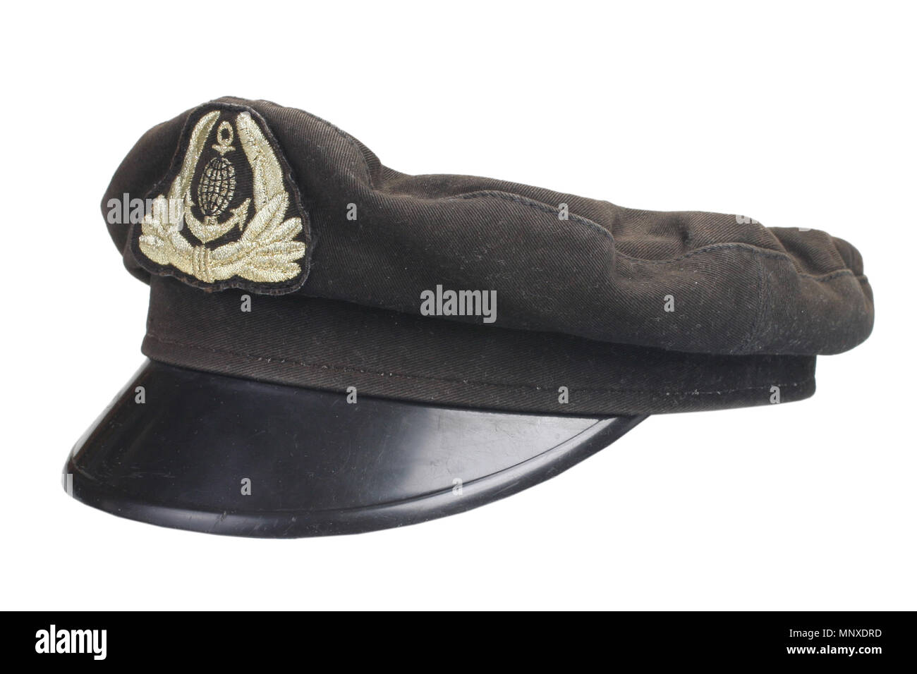 KIEV, UKRAINE - Apr. 26, 2015. Old navy black cap with an emblem Stock ...