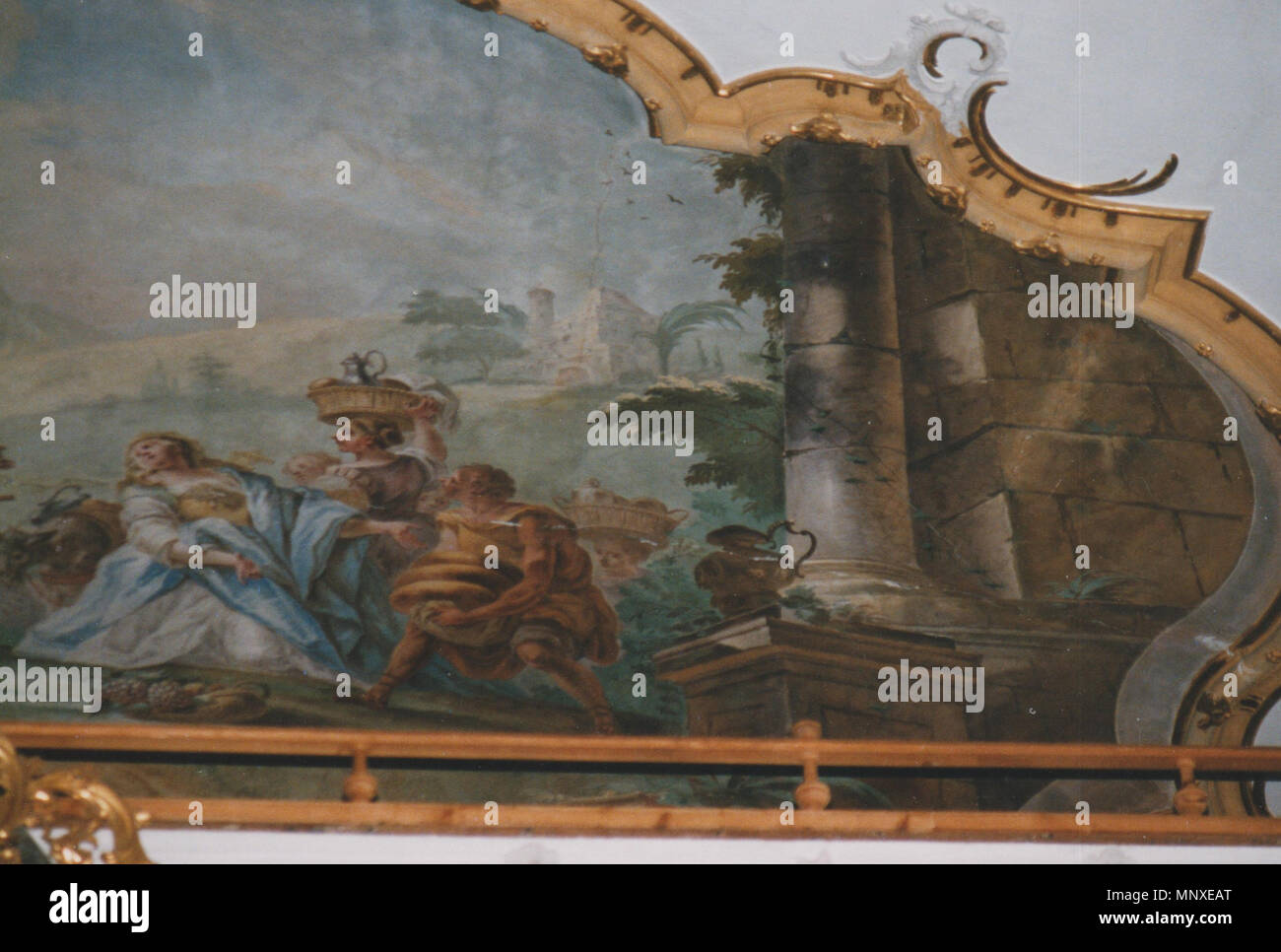 . St. Ulrich (Seeg), Fresko im Langhaus (um 1769): Abigajil bringt ...