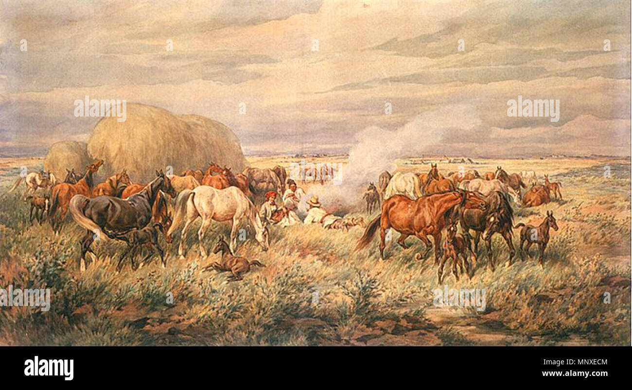 English: Stud in Podolia Polski: Stadnina na Podolu 1886. 1139 Stadnina ...