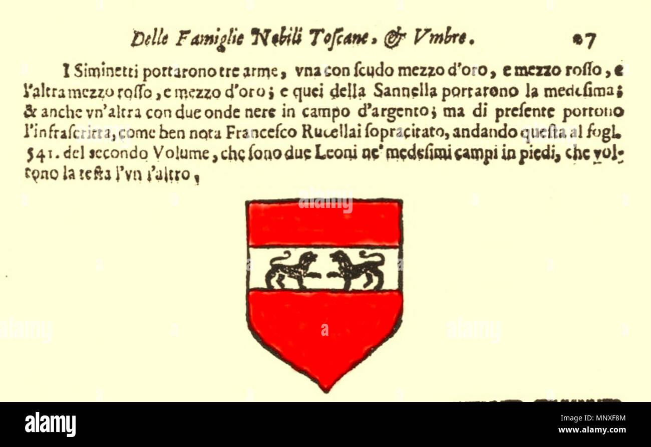 . English: Coat of Arms of the Simonetti family from Florence ...