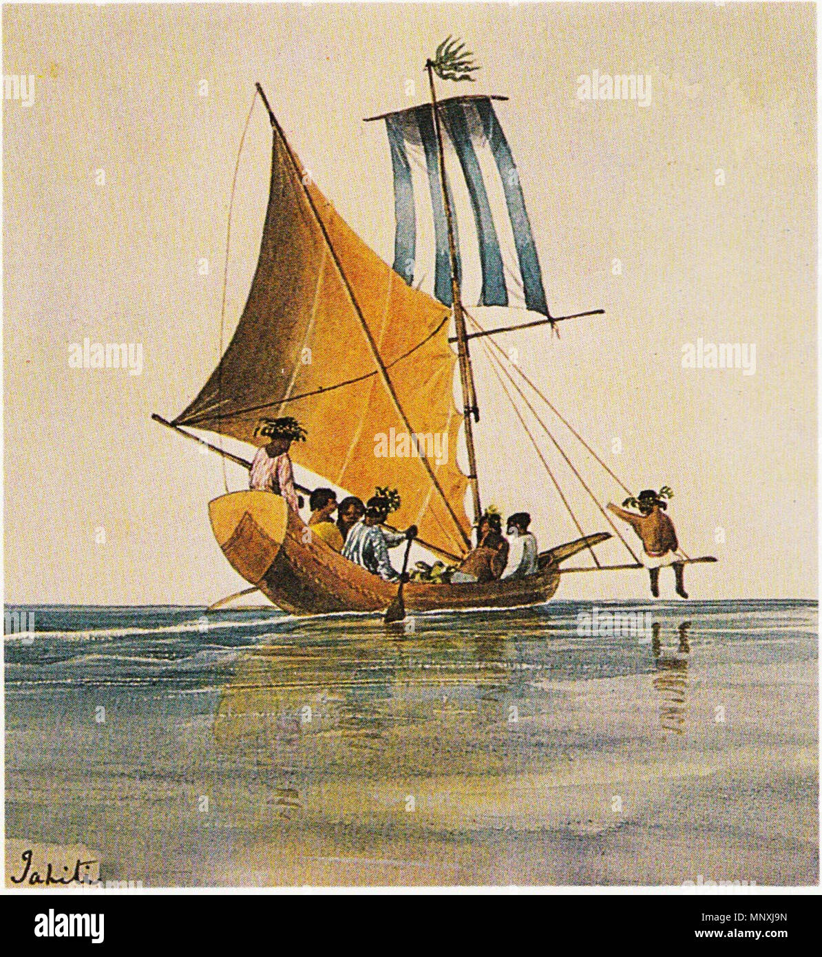 . English: Tahitian sailing canoes. . between 1846 and 1847. 1158 ...