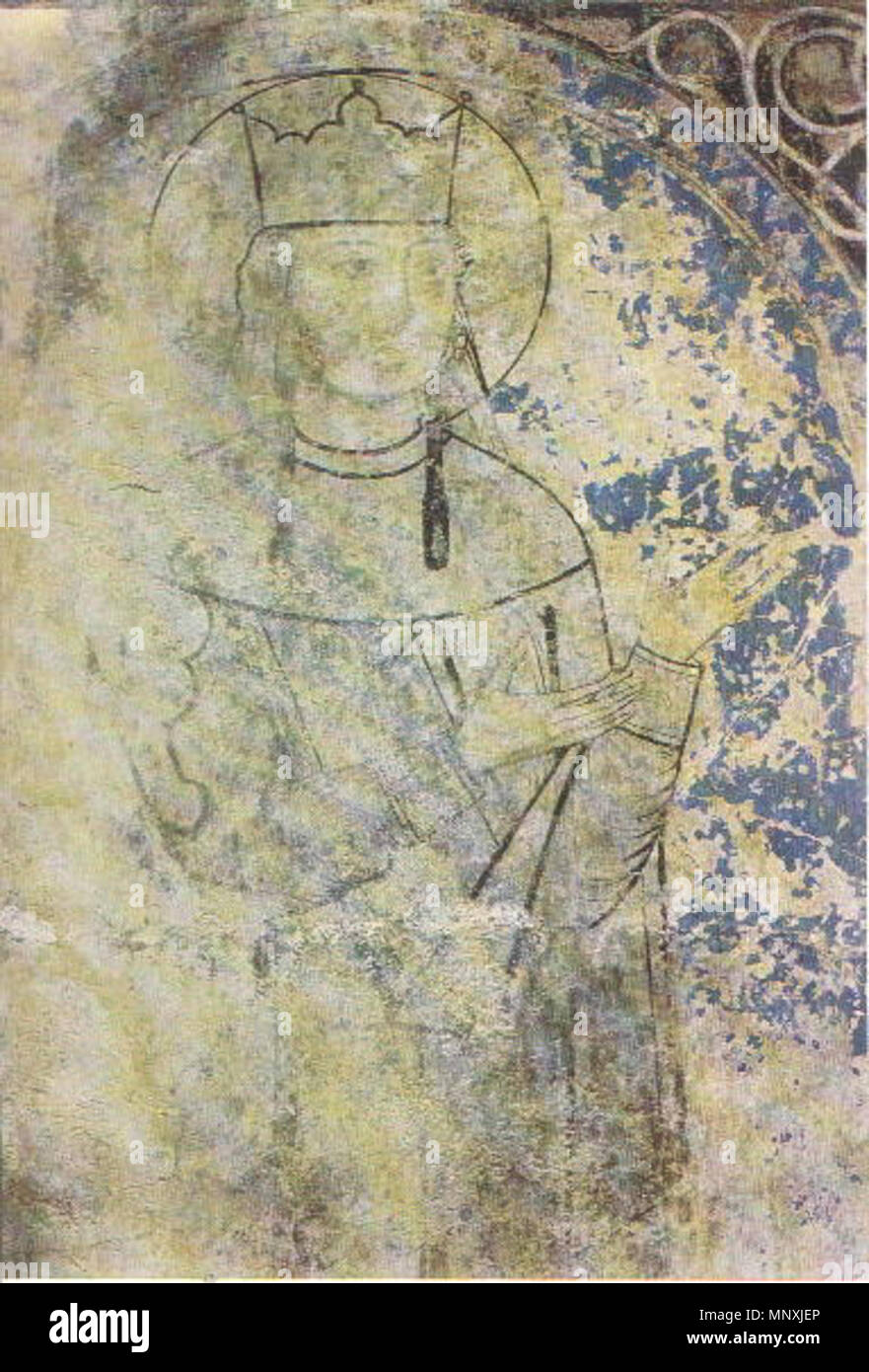 . English: A fresco depicting Queen Tamar of Georgia from the Kintsvisi ...