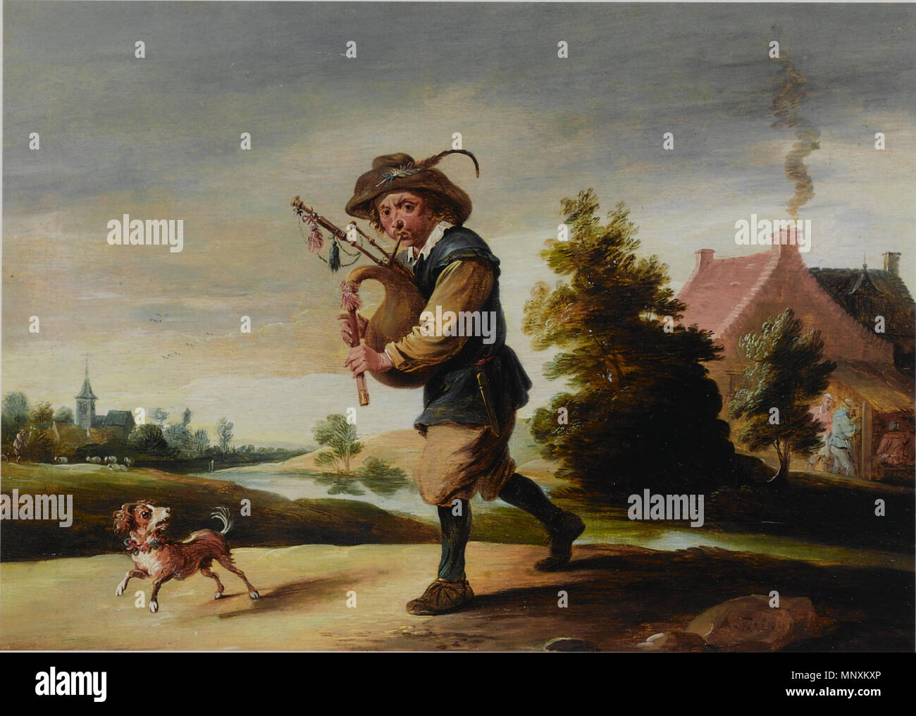 A boor playing a bagpipe in a landscape between 1644 and 1670. 1165 ...