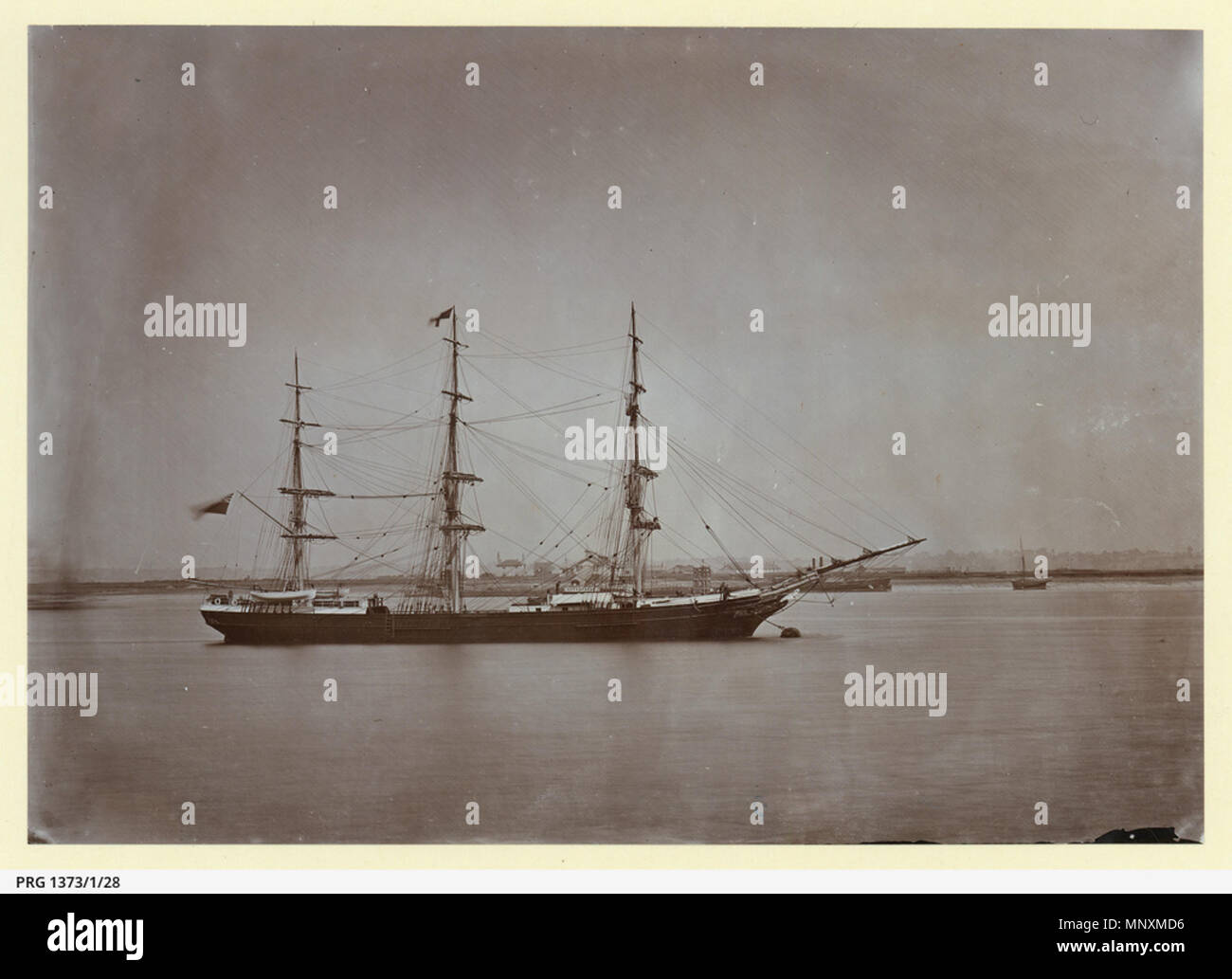 . English: The iron ship 'Gainsborough', 974 tons, moored at Gravesend ...