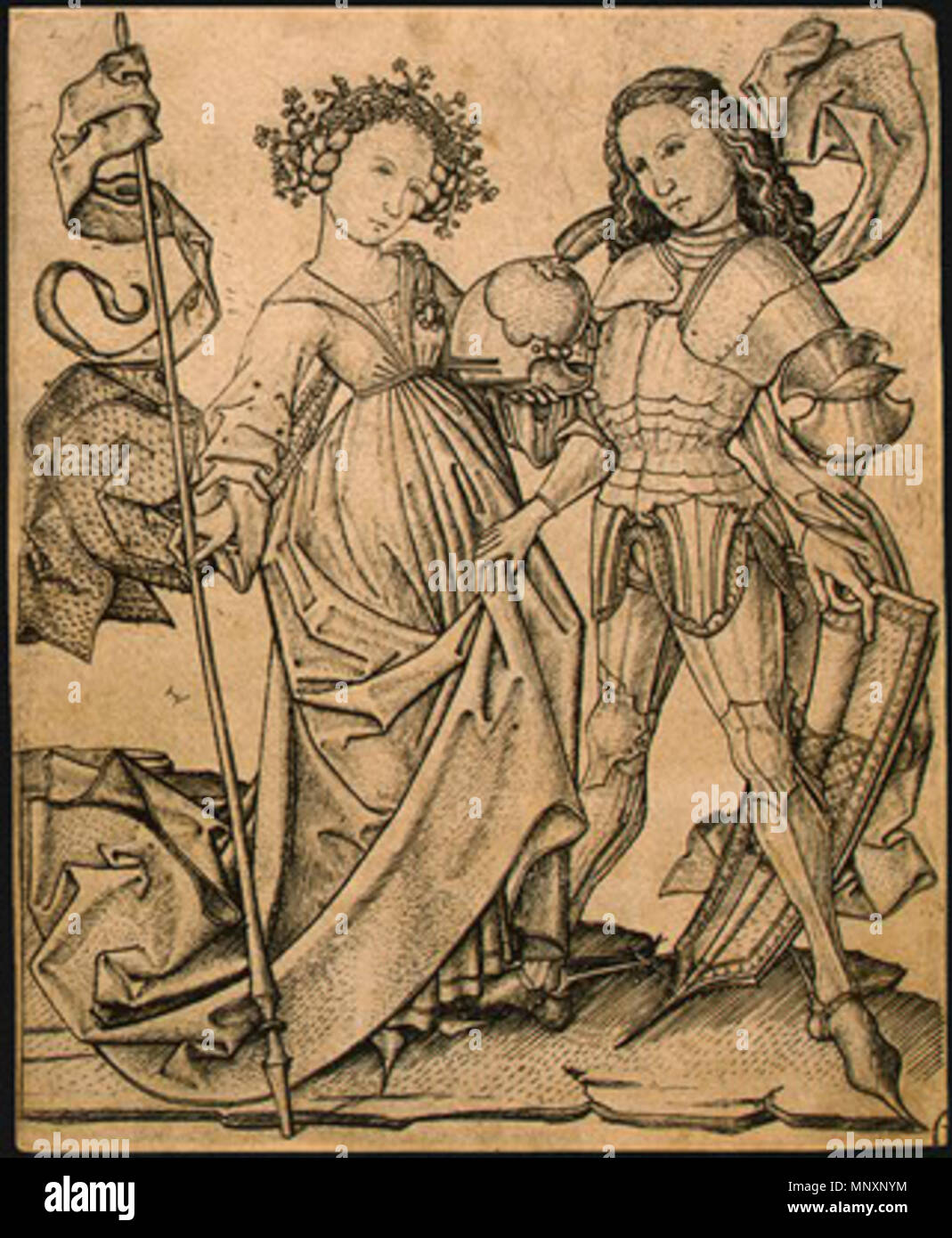 . The Knight and the Lady, engraving, sheet: 13.9 x 11.3 cm (5 1/2 x 4 ...