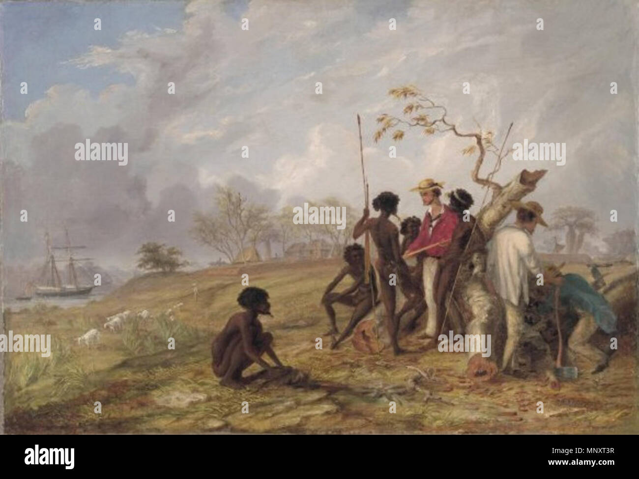 Thomas Baines with Aborigines near the mouth of the Victoria River, N.T ...