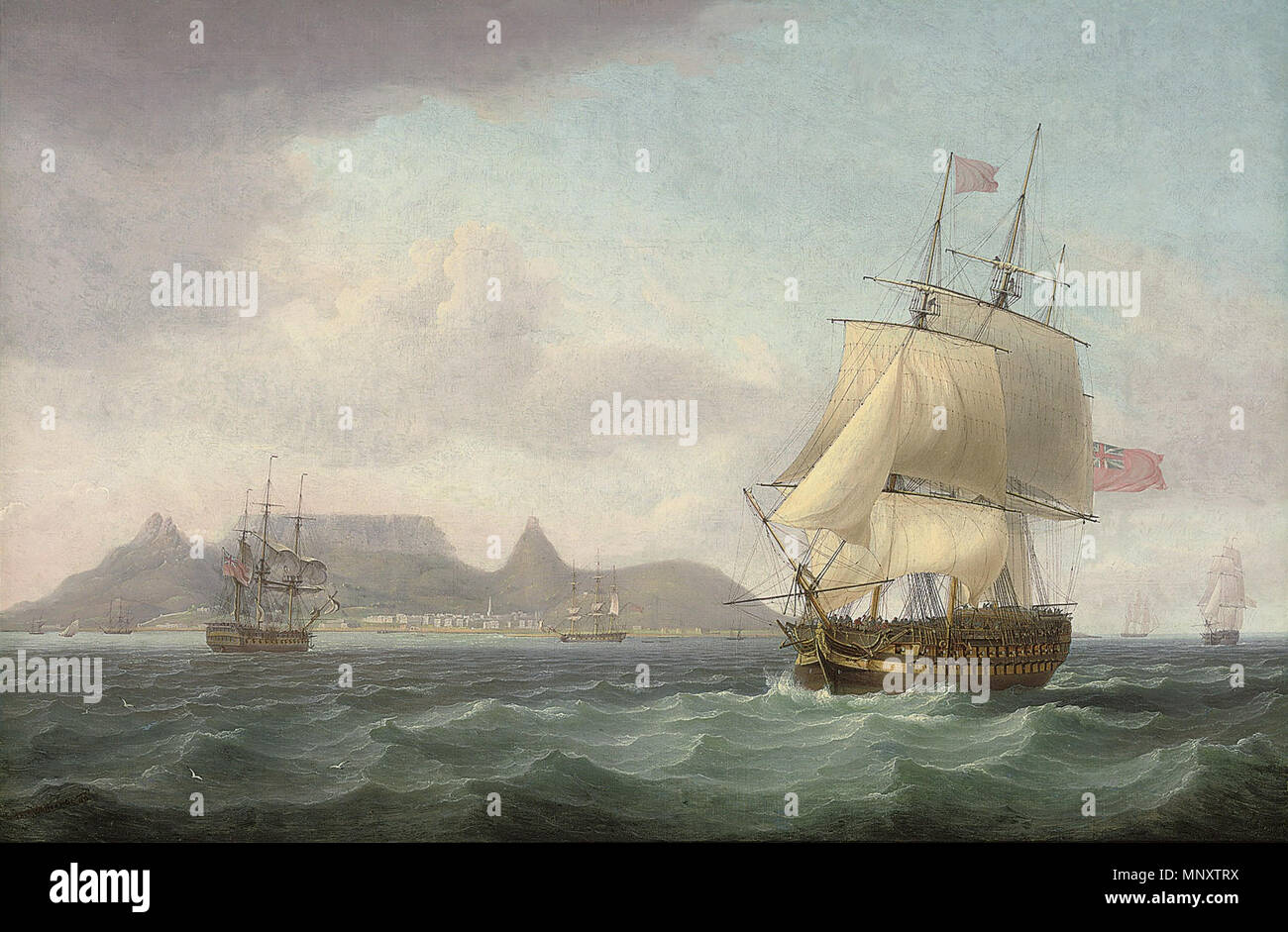 English: View of Cape Town, Table Bay, Cape of Good Hope, with a ...