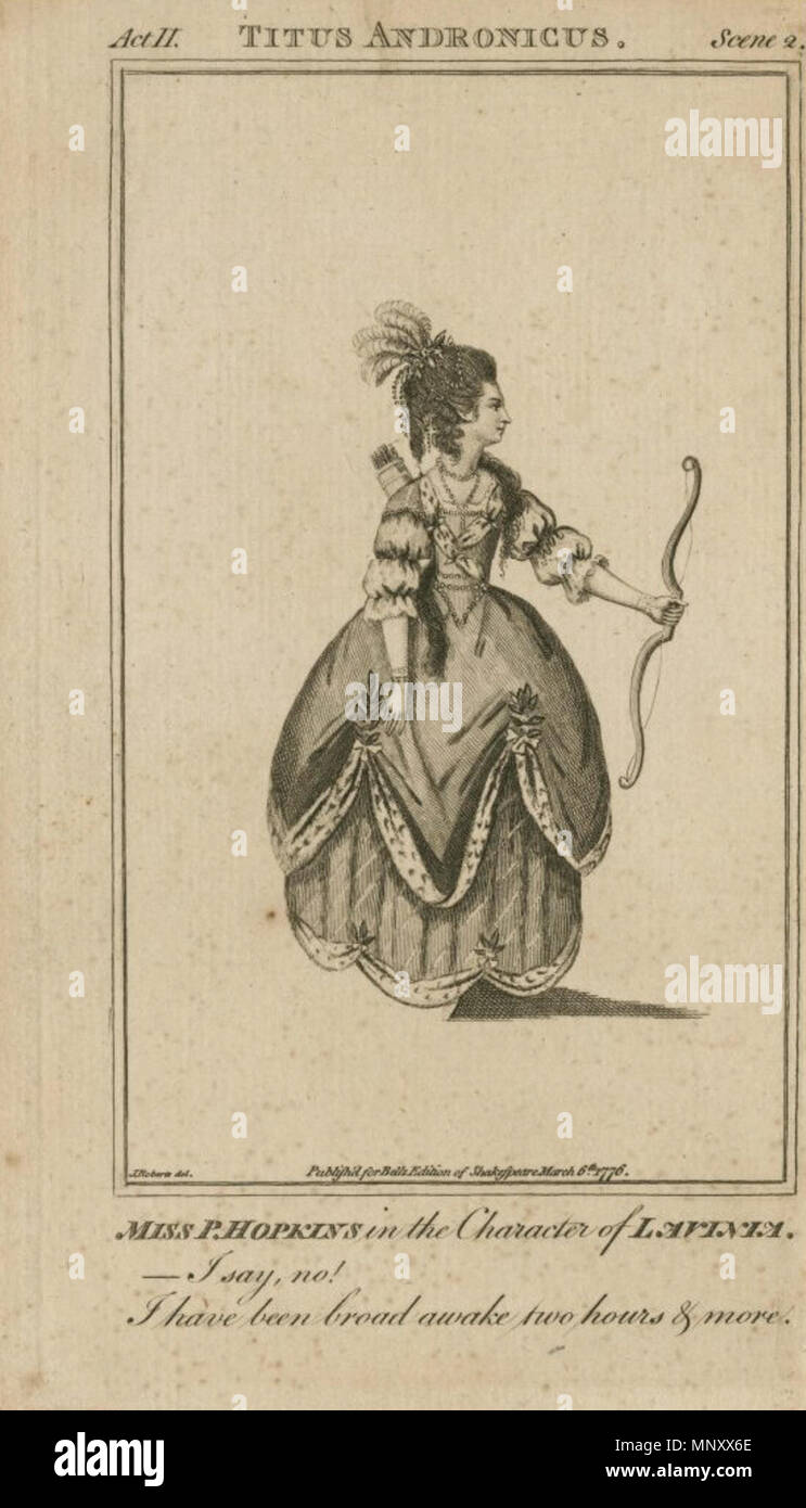. English: Miss P. Hopkins as Lavinia, from Titus Andronicus . 1776 ...