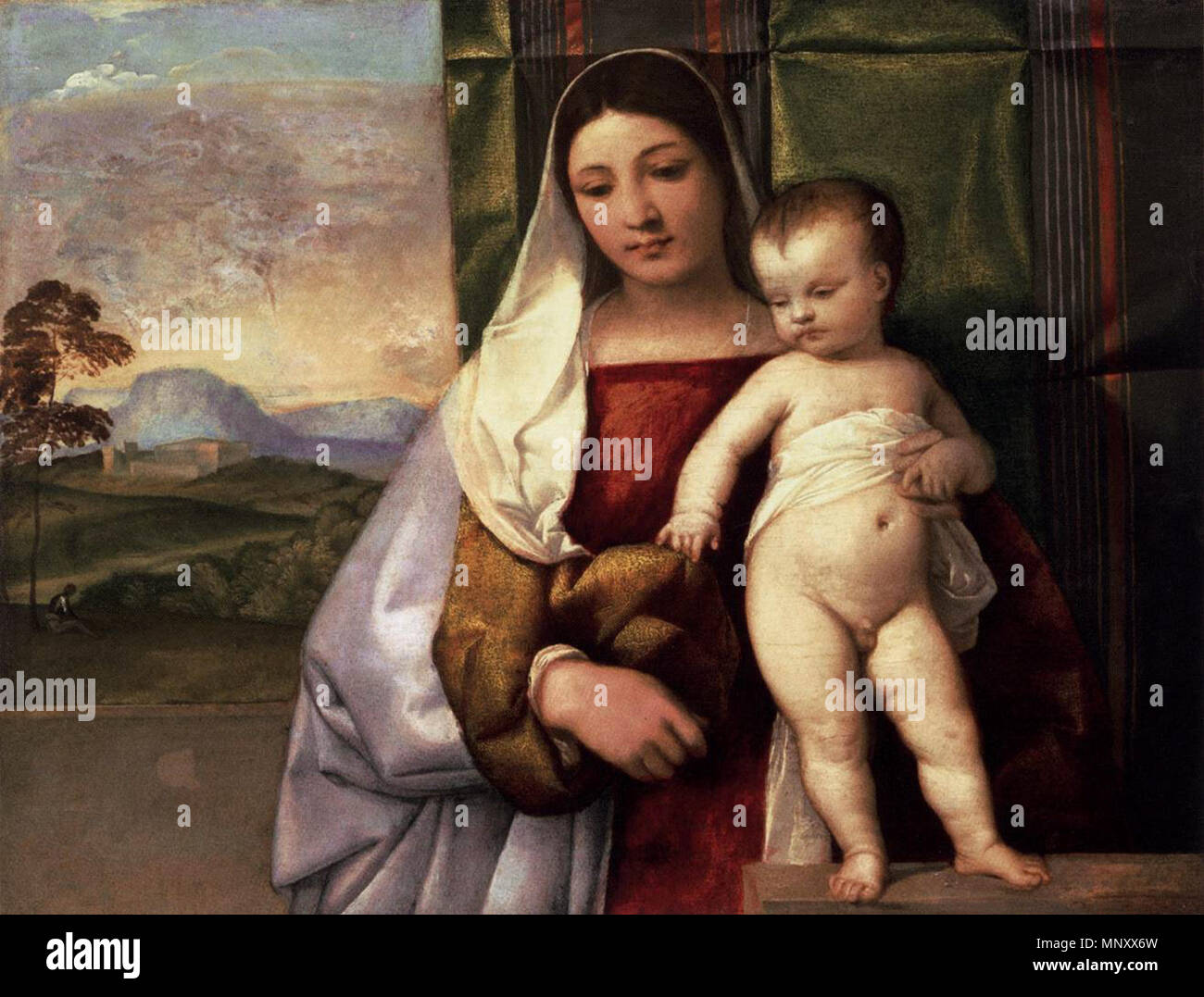 Deutsch: Maria mit Kind (sogen. Zigeuner-Madonna) circa 1511. 1196 Tizian 046 Stock Photo - Alamy