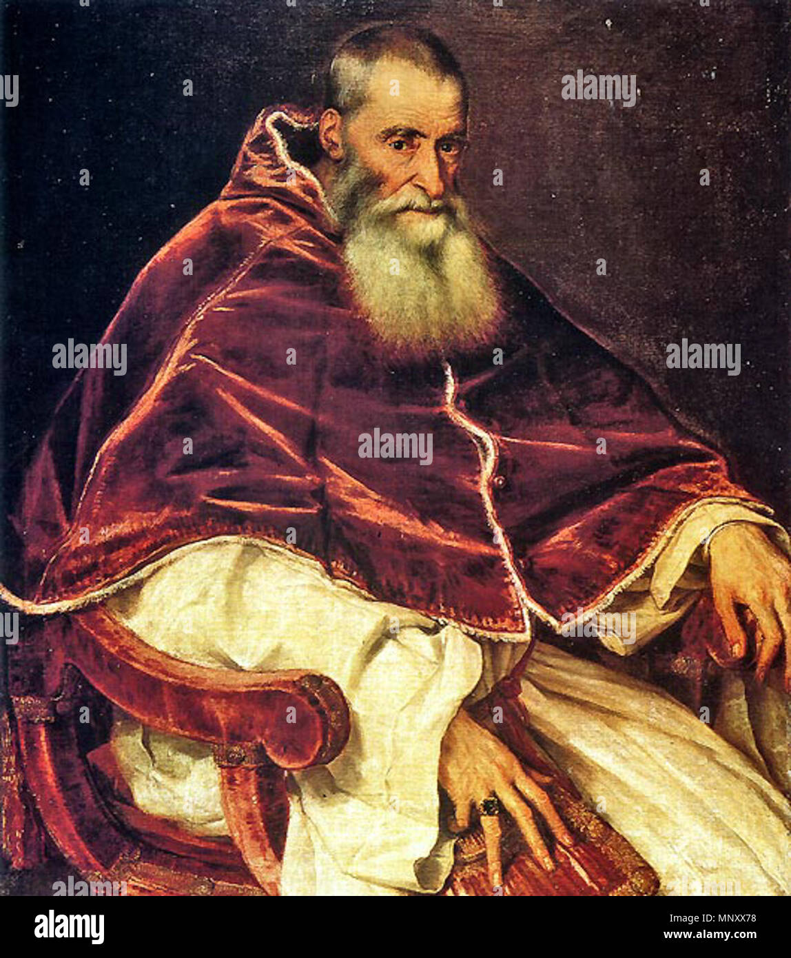 Portrait of Paul III 1543. 1196 Tizian 083b Stock Photo - Alamy