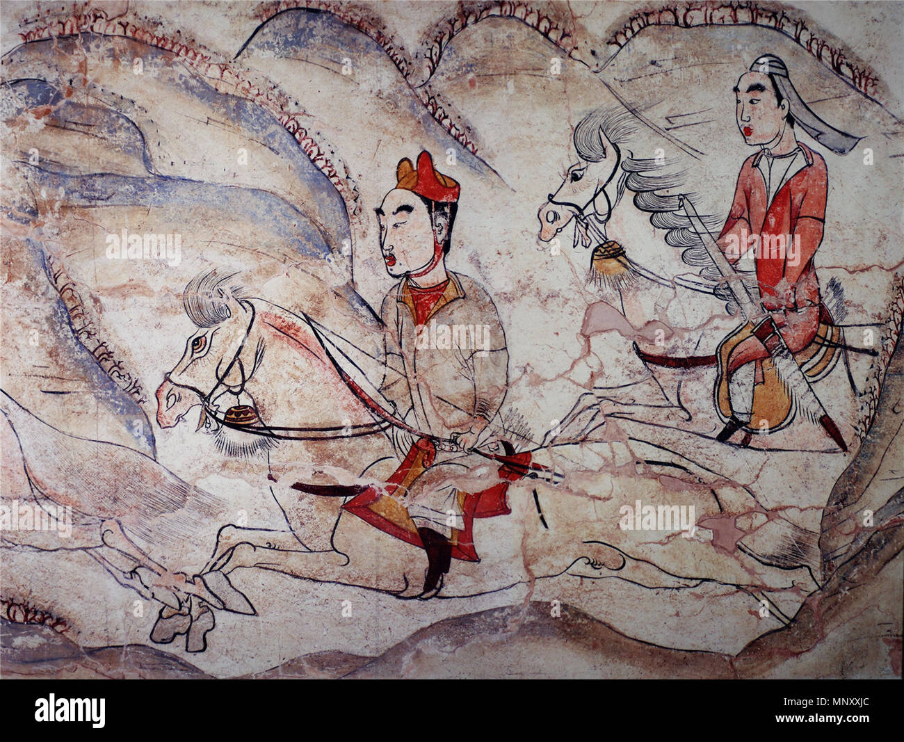 . English: Mural from a tomb of Northern Qi Dynasty in Jiuyuangang ...