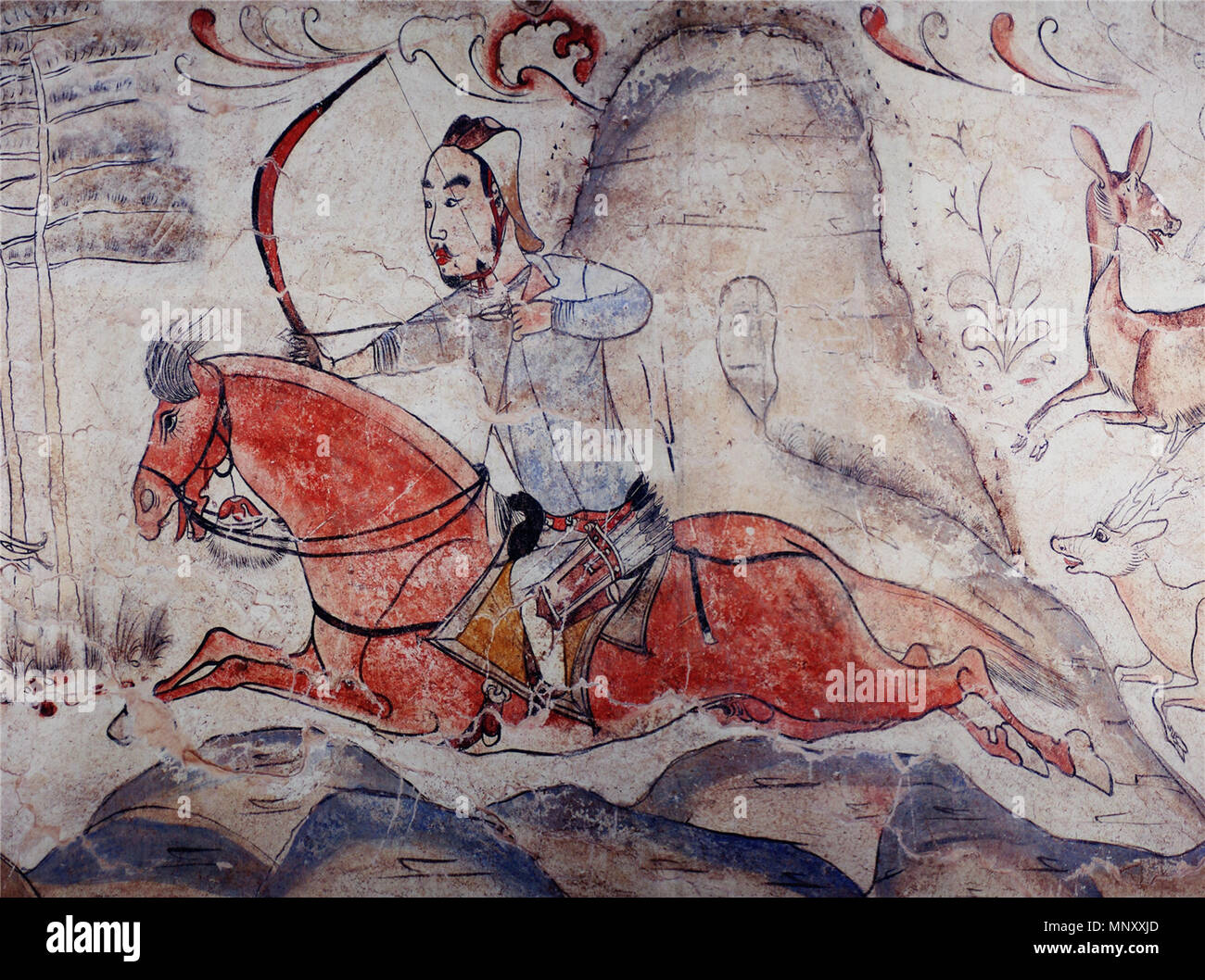 . English: Mural from a tomb of Northern Qi Dynasty in Jiuyuangang ...
