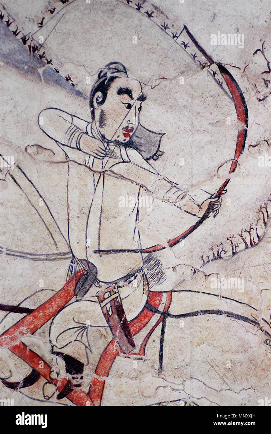 . English: Mural from a tomb of Northern Qi Dynasty in Jiuyuangang ...