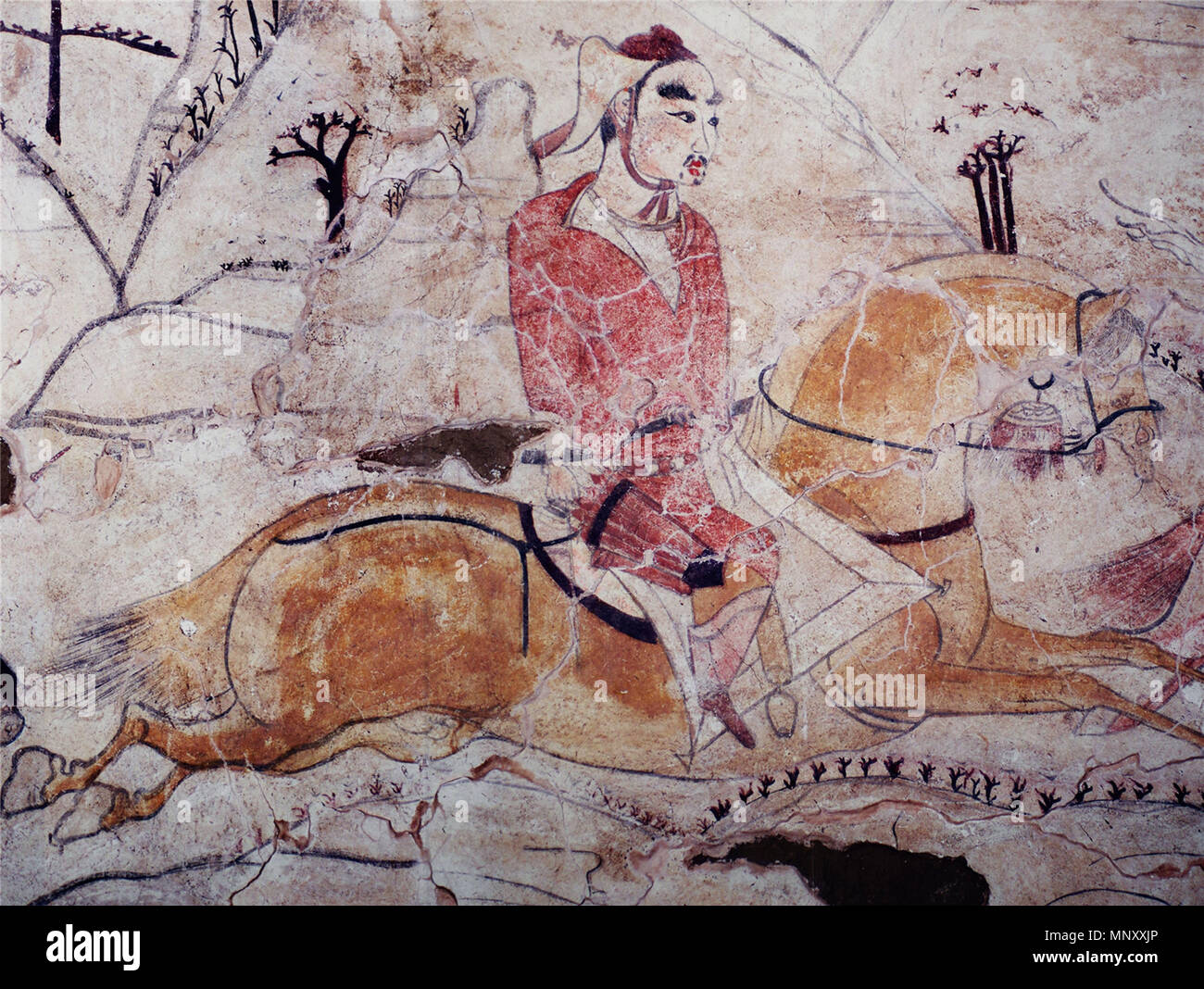 . English: Mural from a tomb of Northern Qi Dynasty in Jiuyuangang ...