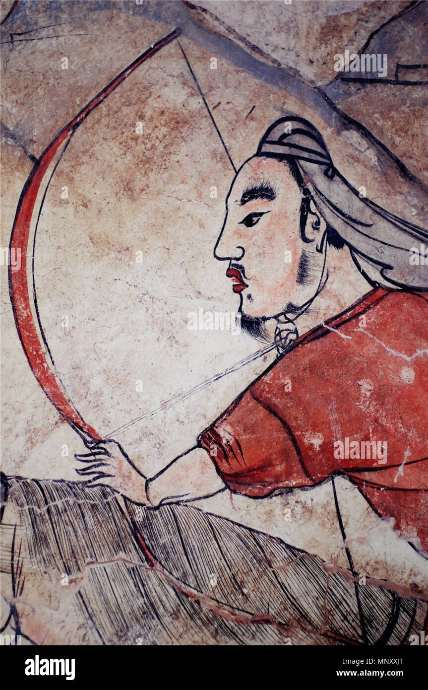 . English: Mural from a tomb of Northern Qi Dynasty in Jiuyuangang ...