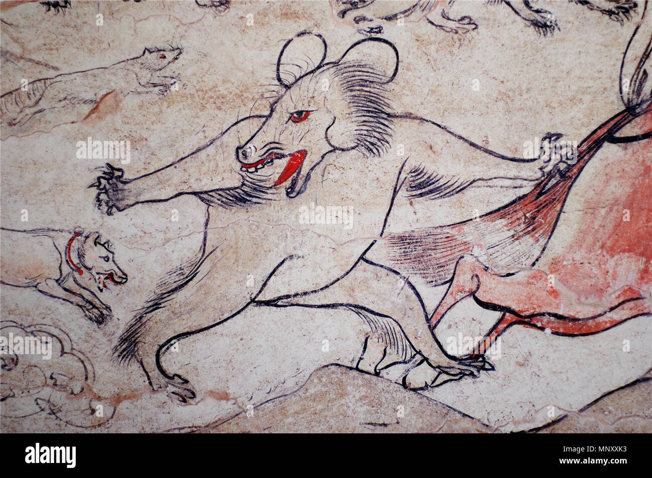 . English: Mural from a tomb of Northern Qi Dynasty in Jiuyuangang ...