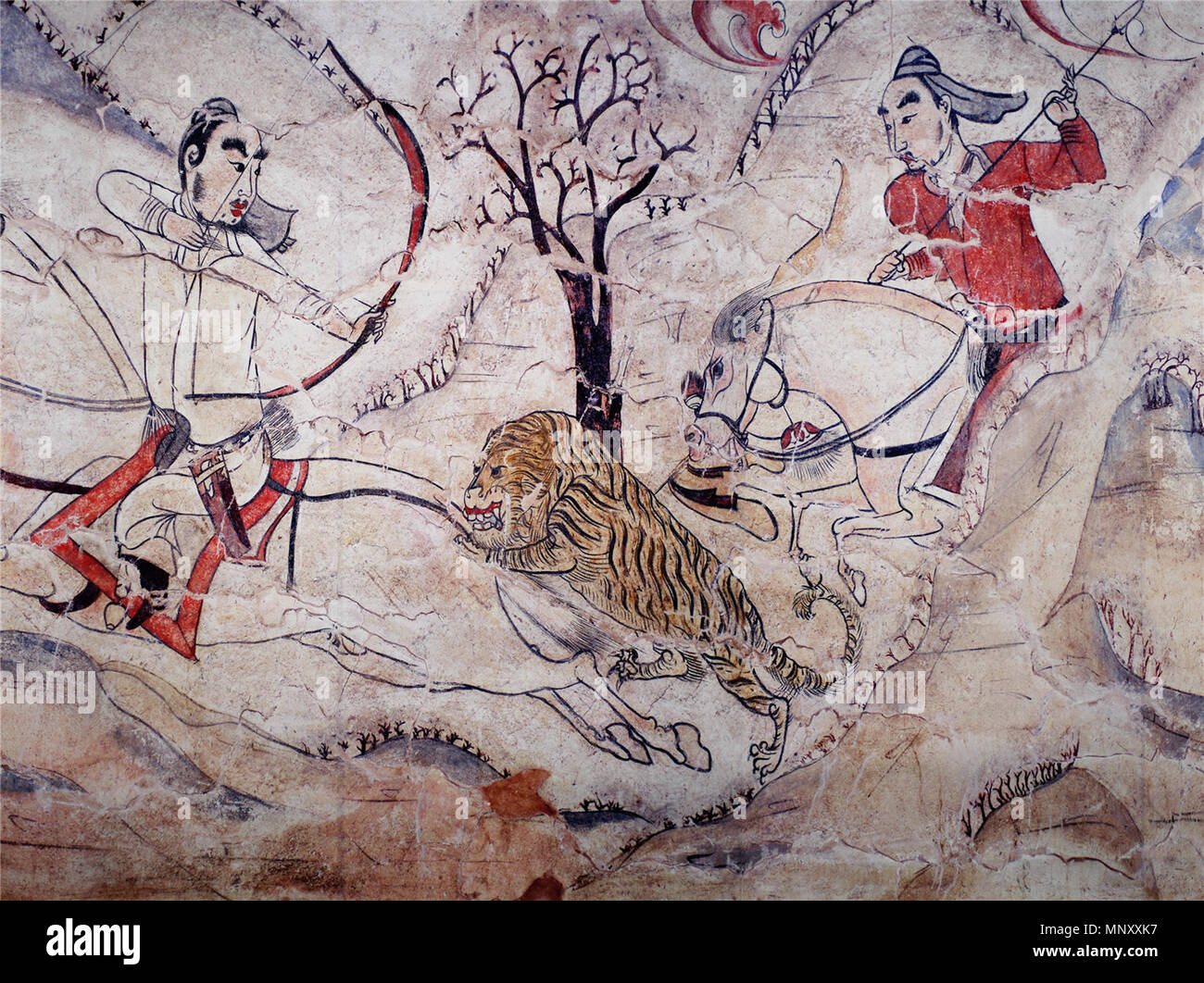 . English: Mural from a tomb of Northern Qi Dynasty in Jiuyuangang ...