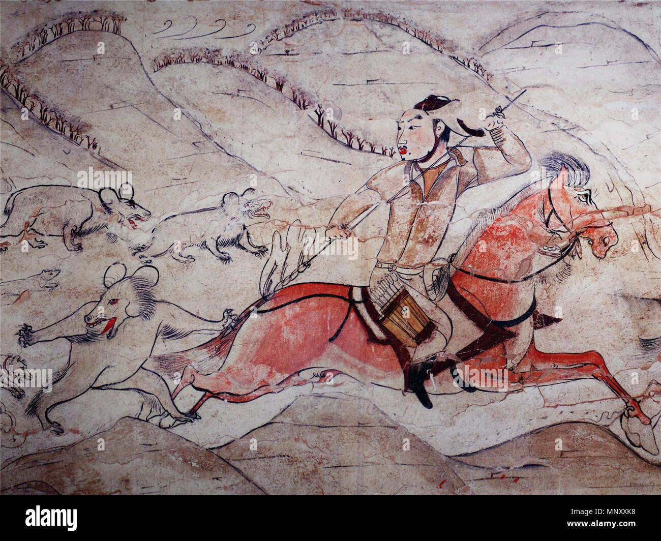 . English: Mural from a tomb of Northern Qi Dynasty in Jiuyuangang ...