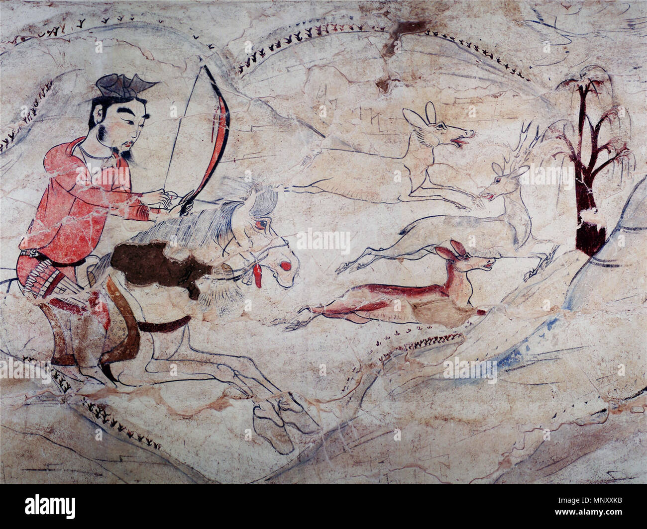 . English: Mural from a tomb of Northern Qi Dynasty in Jiuyuangang ...